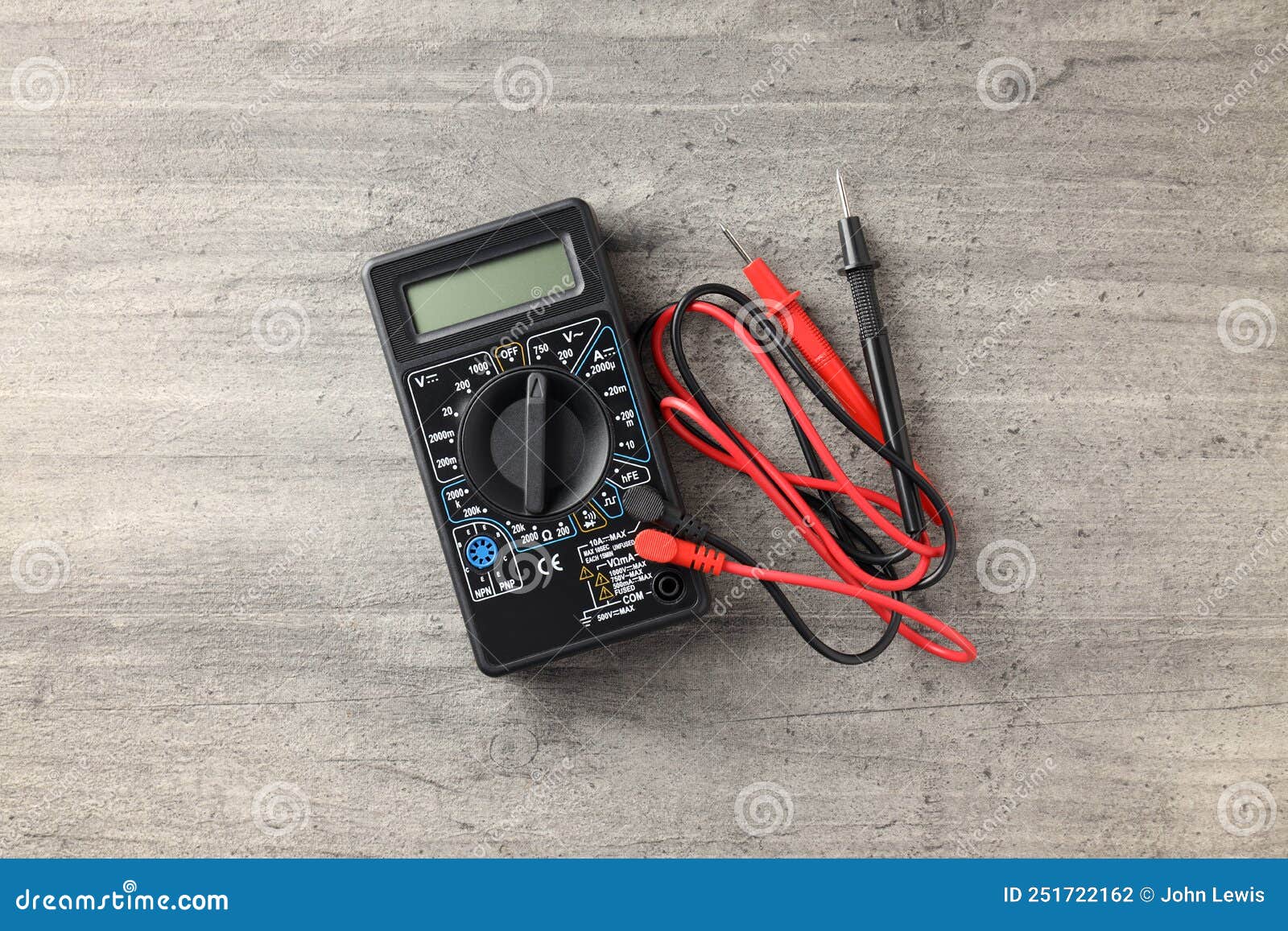One Black Multimeter on Gray Textured Background Stock Photo - Image of ...