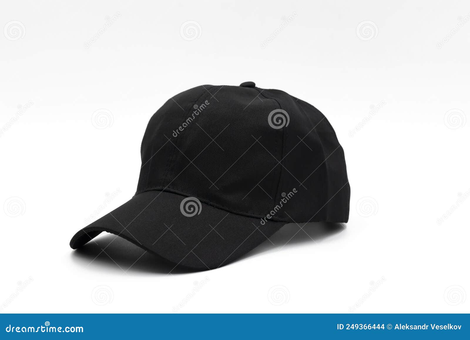 One Black Plain Cap for Men Isolated on a White Background, Stock Photo ...