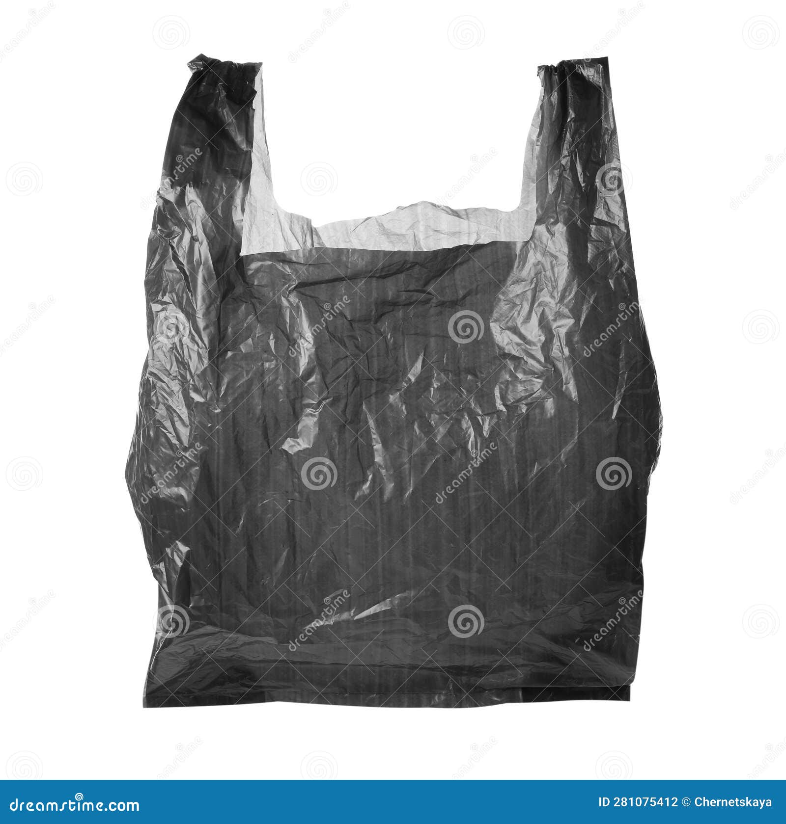 One Black Plastic Bag Isolated on White Stock Photo - Image of package ...