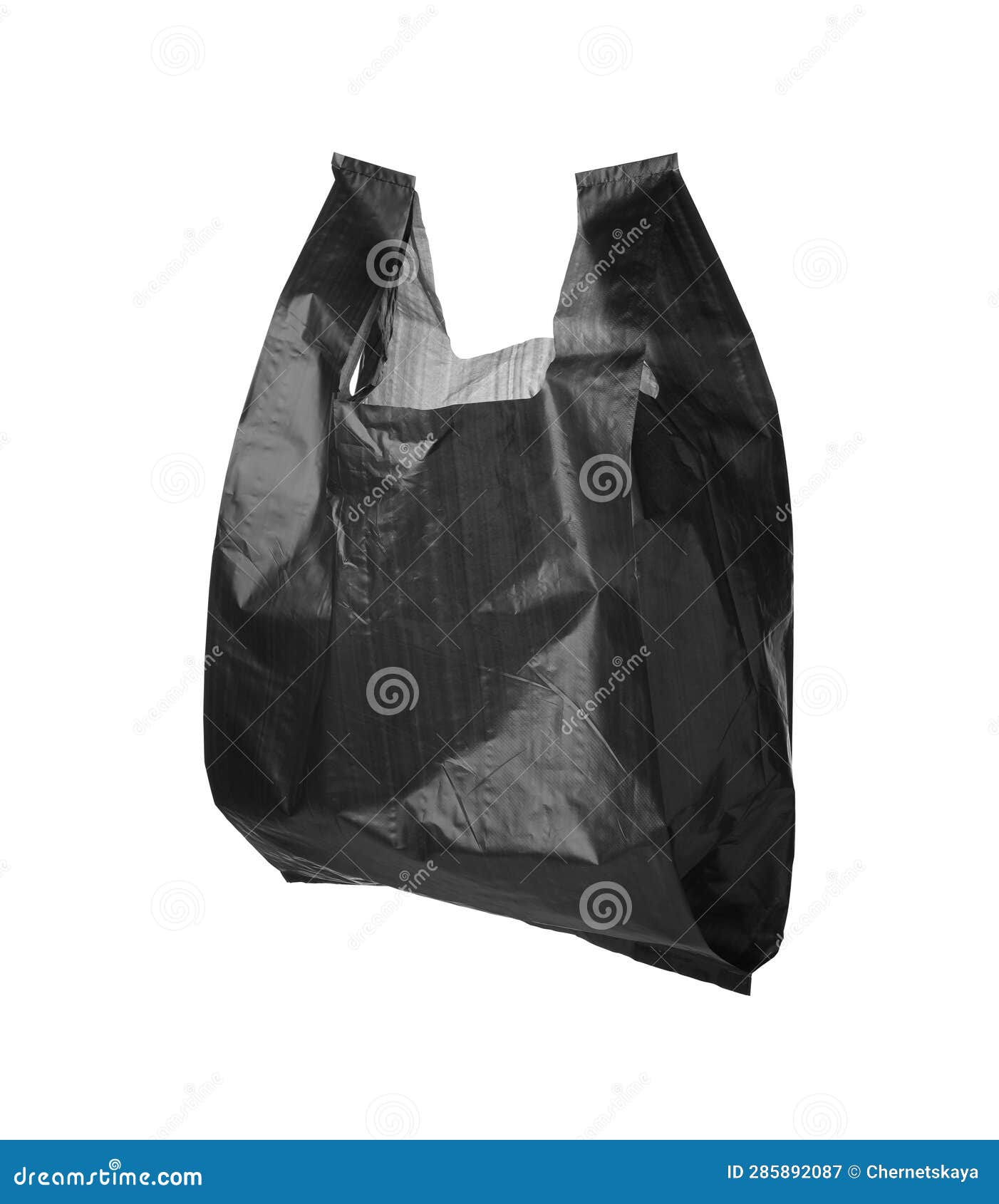 One Black Plastic Bag Isolated on White Stock Image - Image of recycle ...