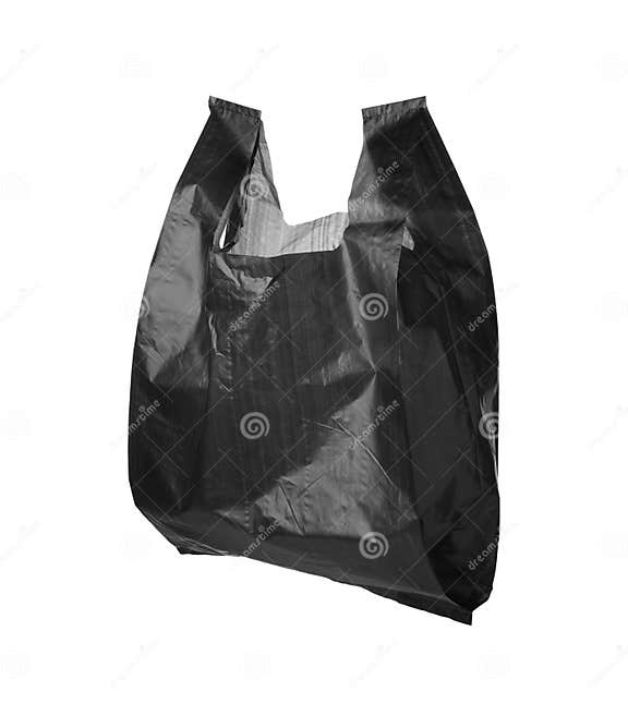 One Black Plastic Bag Isolated on White Stock Image - Image of recycle ...