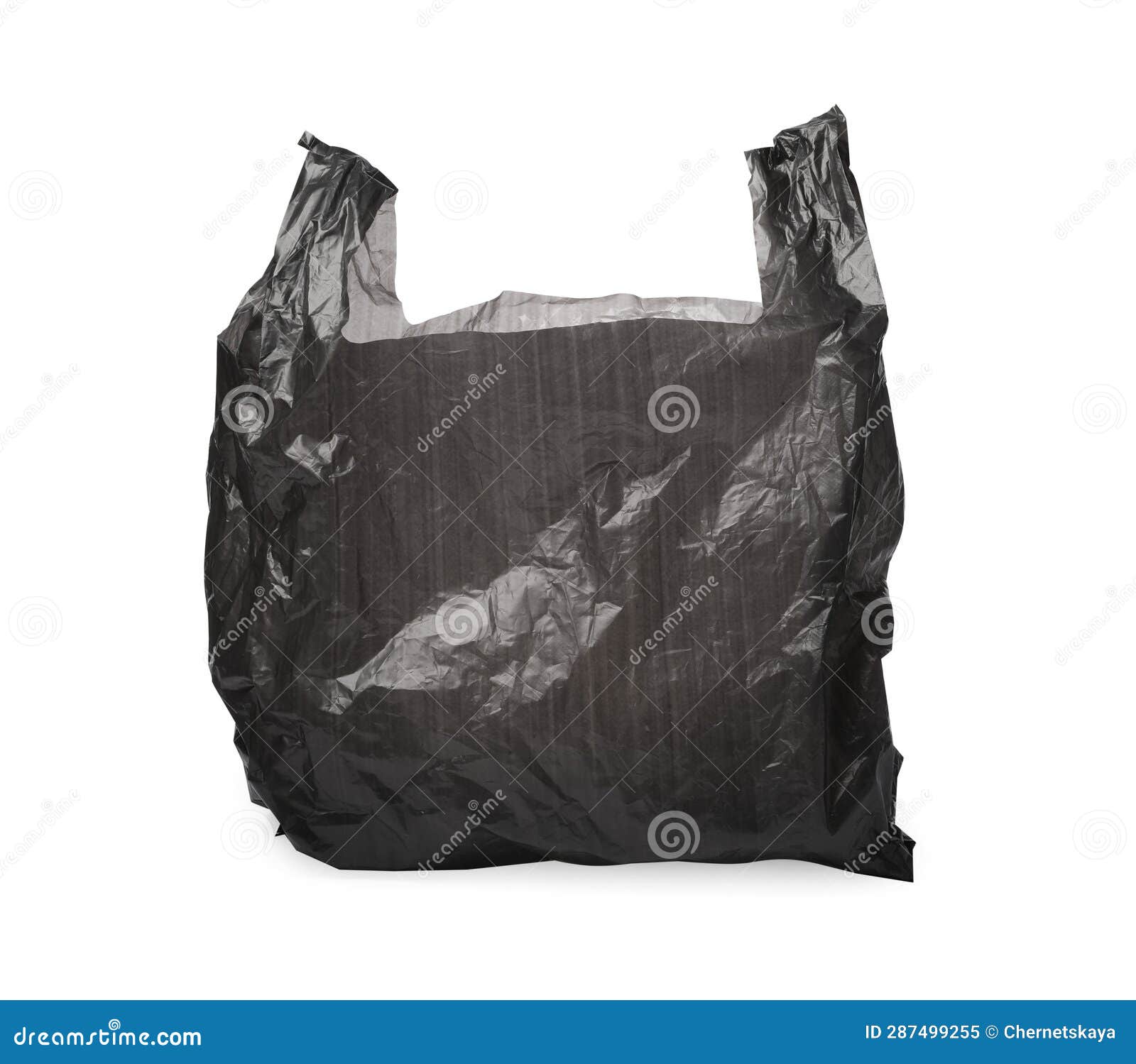 One Black Plastic Bag Isolated on White Stock Image - Image of empty ...
