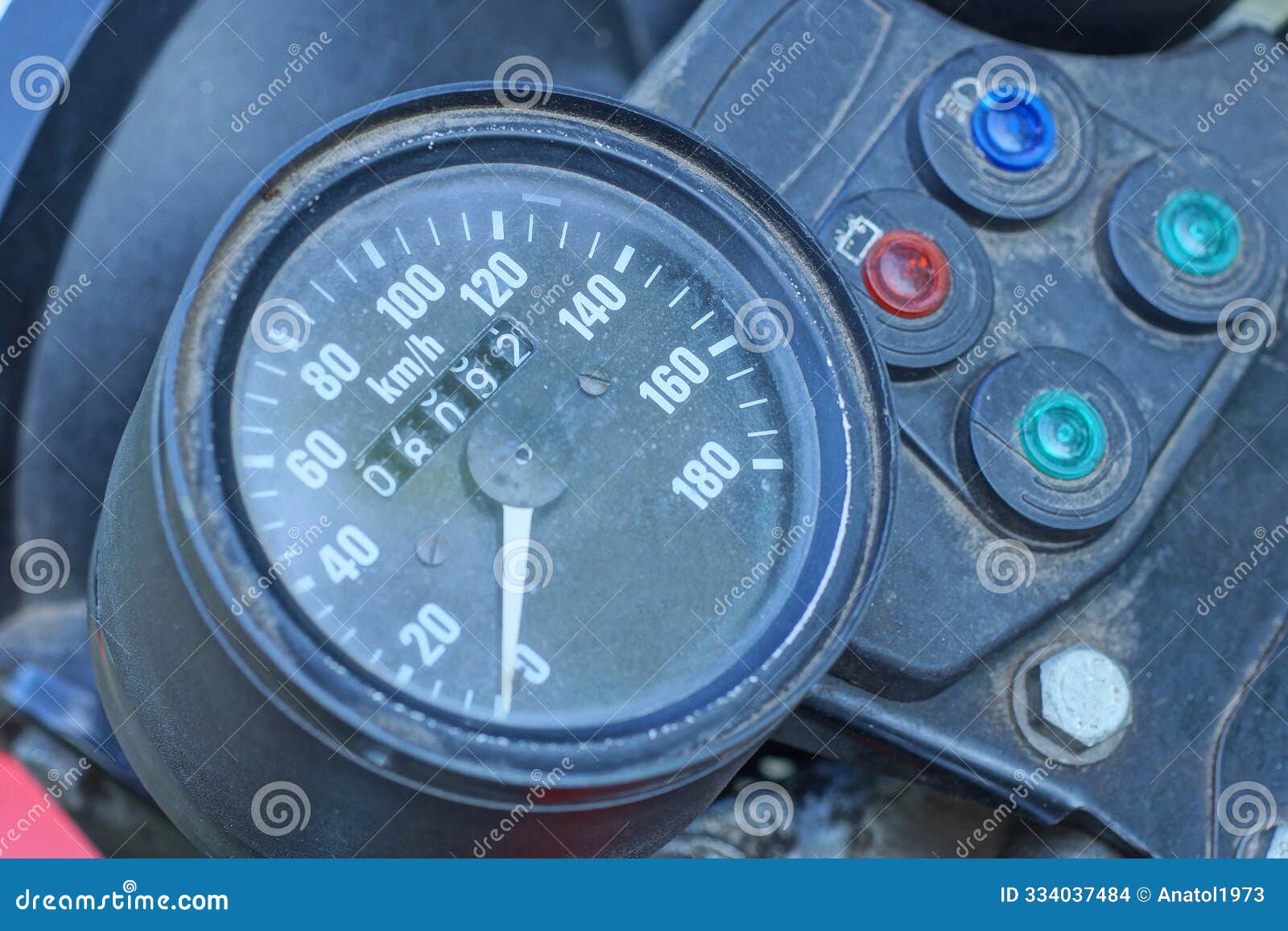 One Black Round Plastic Speedometer on the Dashboard Stock Photo ...