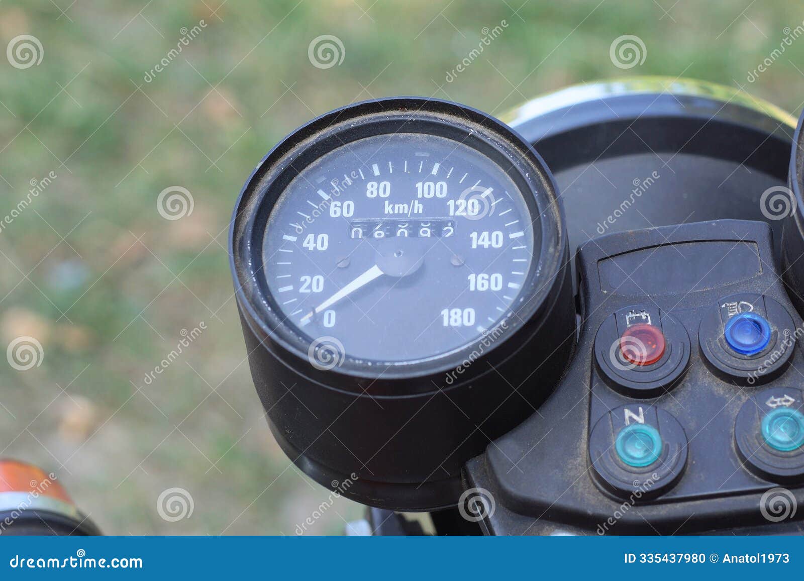 One Black Round Plastic Speedometer on the Dashboard Stock Photo ...