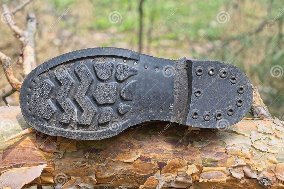 One Black Rubber Sole of a Boot with a Pattern and a Heel Stock Photo ...