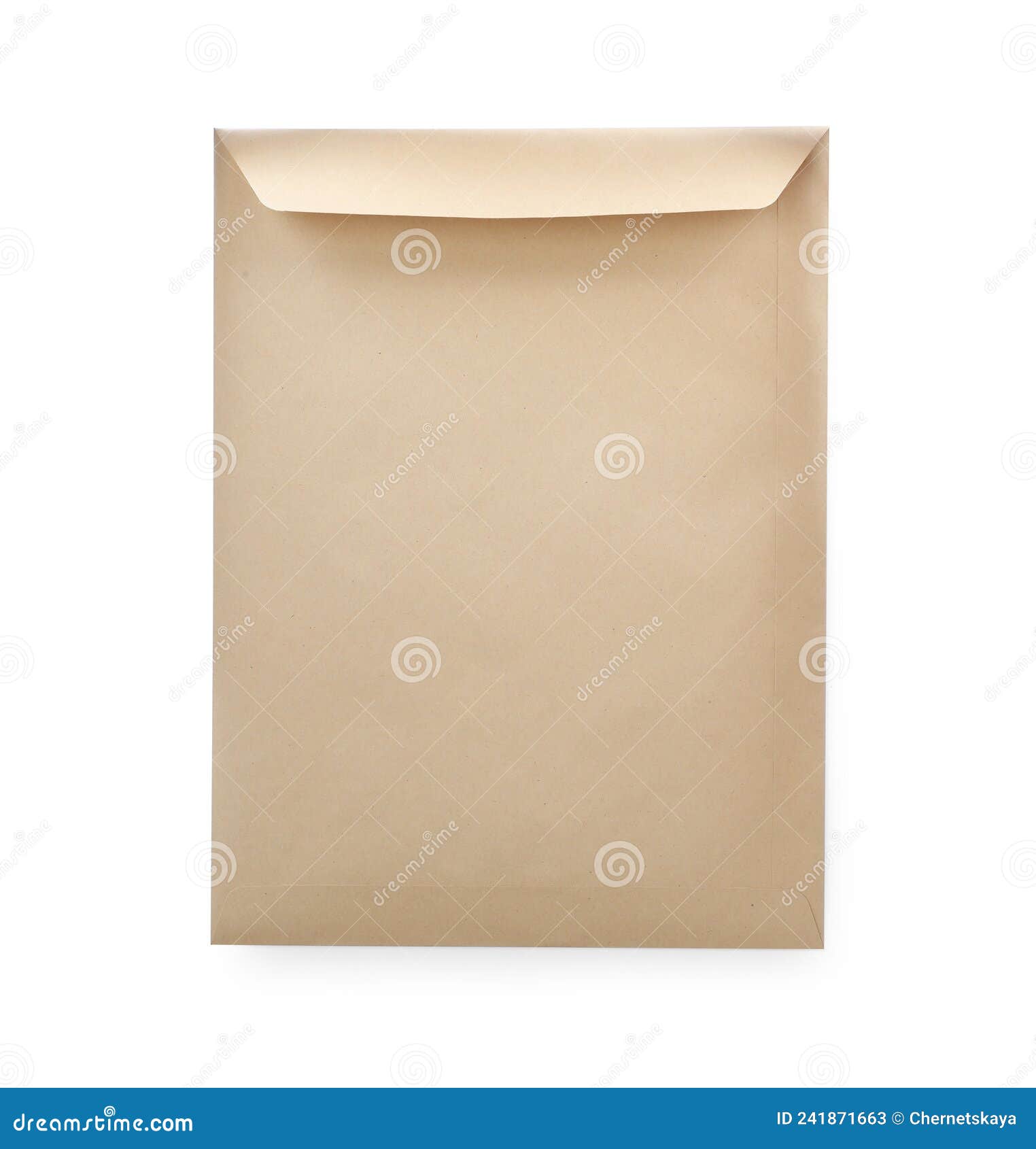 One Blank Kraft Paper Envelope Isolated on White Stock Image - Image of ...