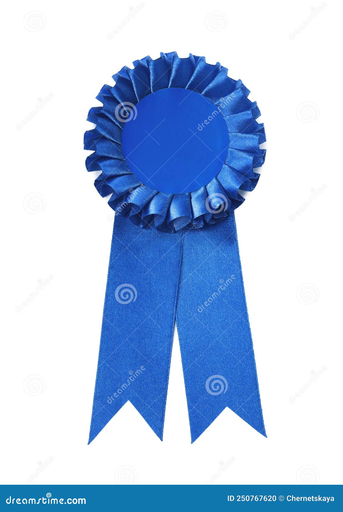 One Blue Award Ribbon Isolated on White Stock Photo - Image of mockup ...