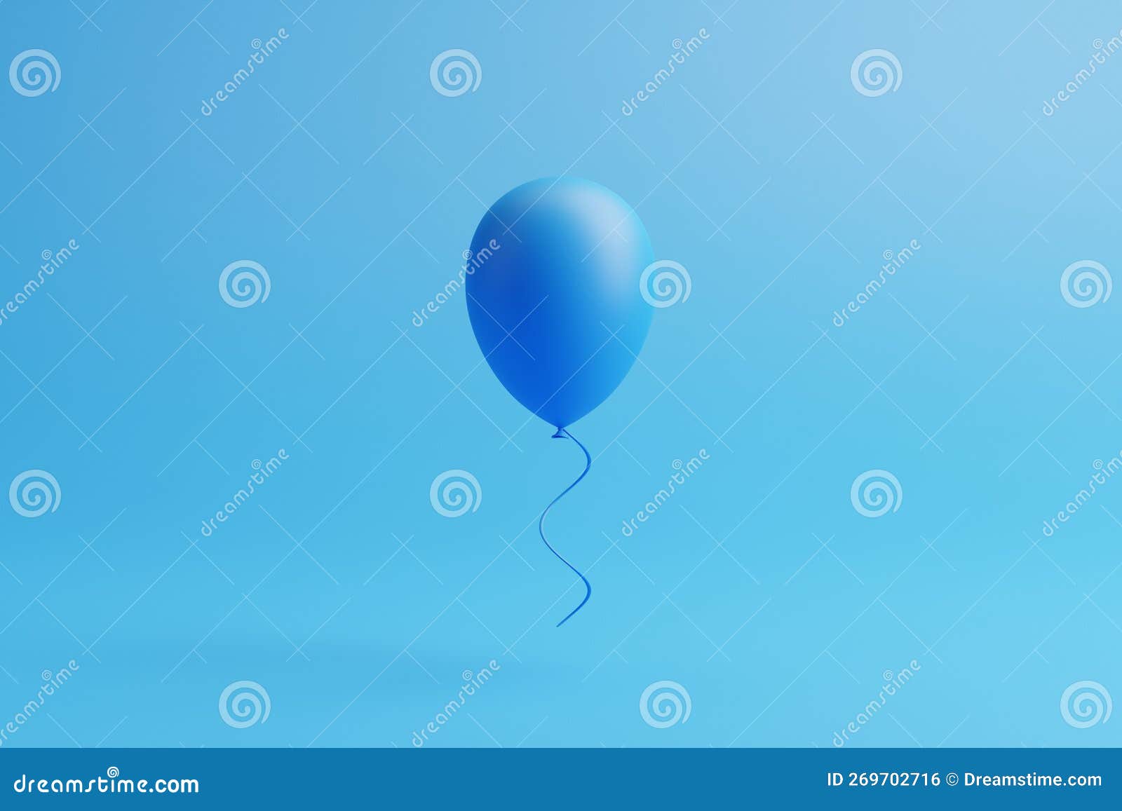 One Blue Balloon on a Blue Background Stock Illustration - Illustration ...