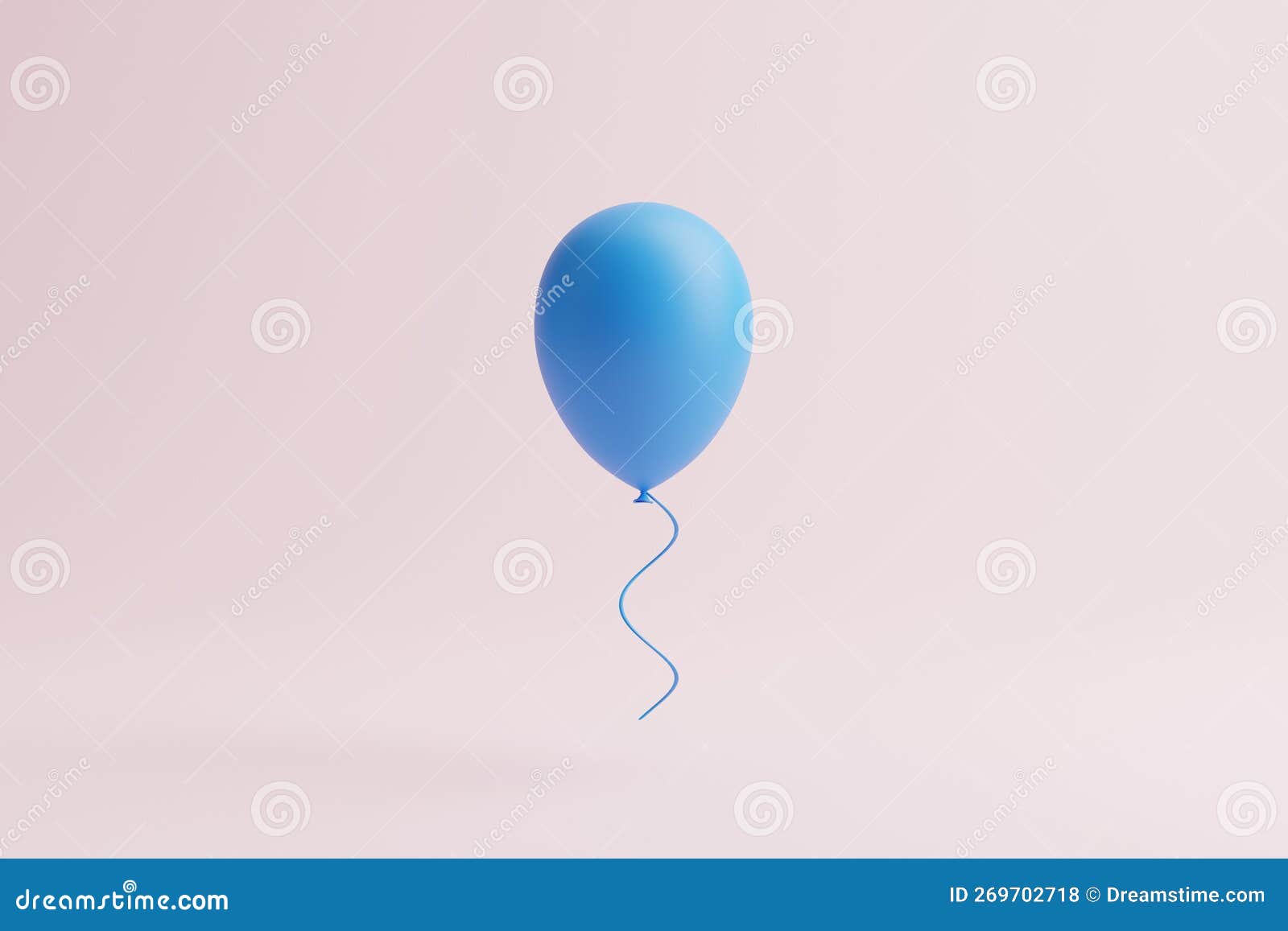 One Blue Balloon on a Pastel Pink Background Stock Illustration ...