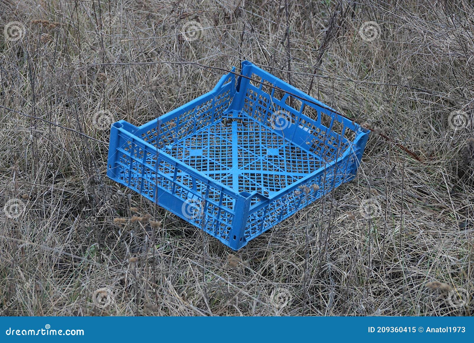 One Blue Empty Old Plastic Box Stock Image - Image of industry, park ...