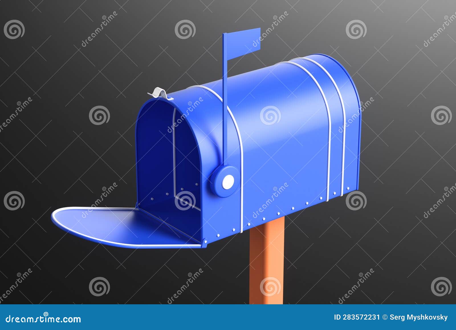 One Blue Mailbox on a Black Background. Stock Illustration ...