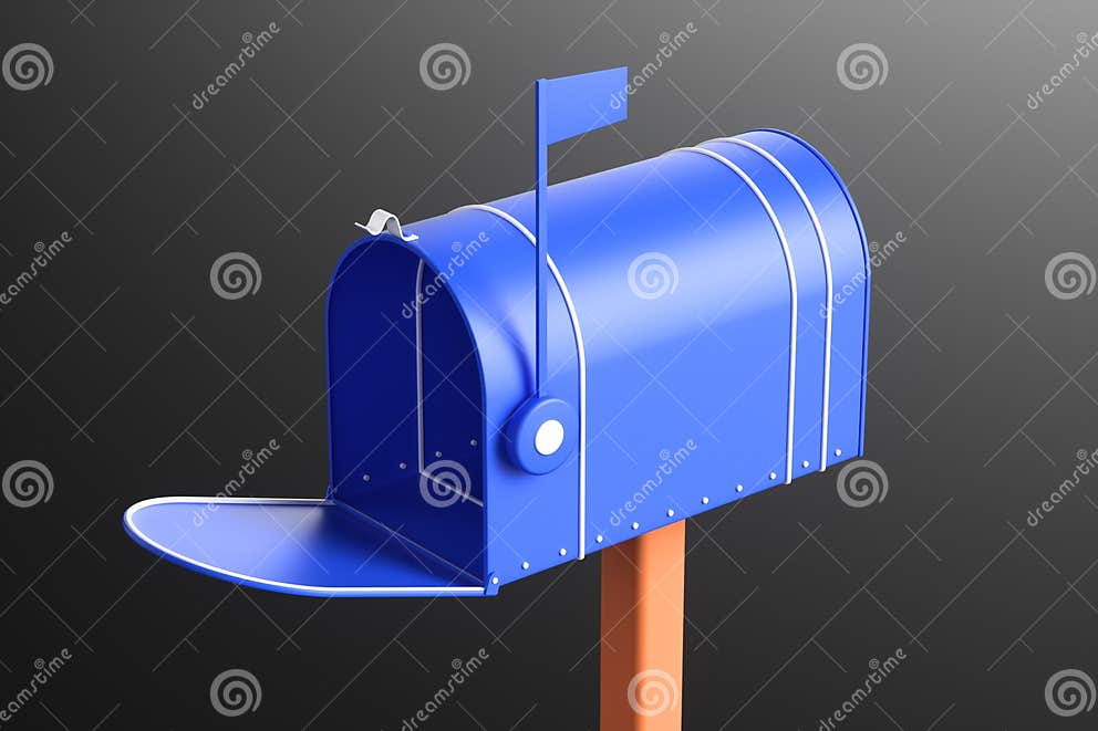 One Blue Mailbox on a Black Background. Stock Illustration ...