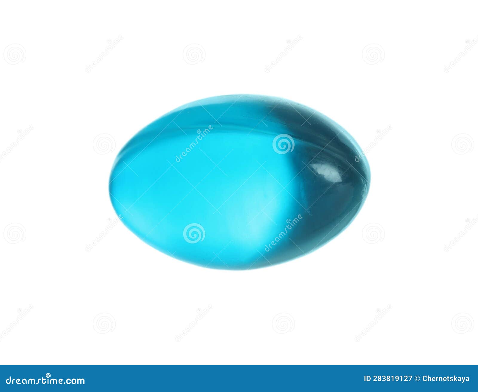 One Light Blue Pill on White Background. Medicinal Treatment Stock ...