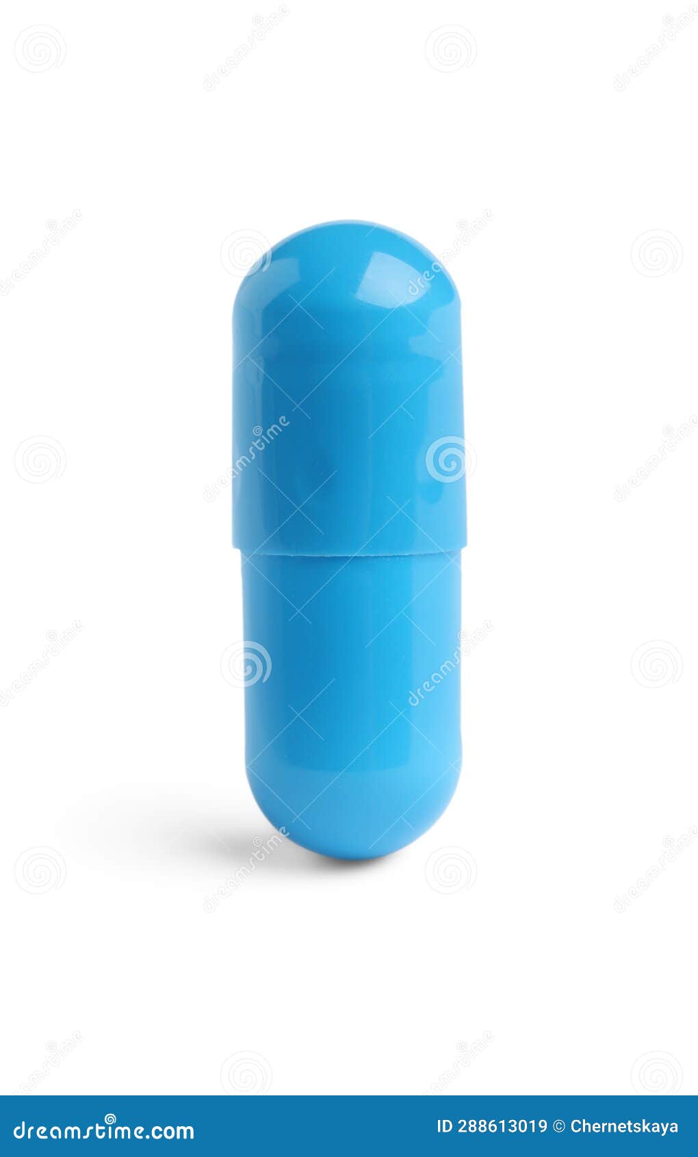 One Light Blue Pill on White Background. Medicinal Treatment Stock ...