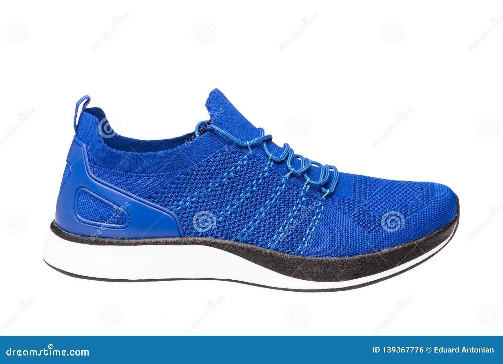 One Blue Summer Sneaker, Mesh Cloth, on a White Background, Isolate ...