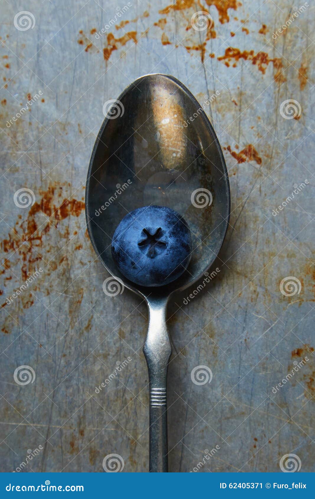 One blueberry in spoon stock image. Image of rustic, blue - 62405371