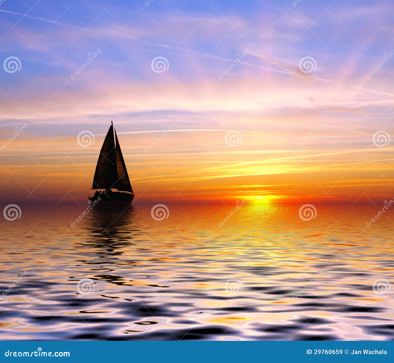 Sailing to the sunset stock image. Image of evening, freedom - 29760659