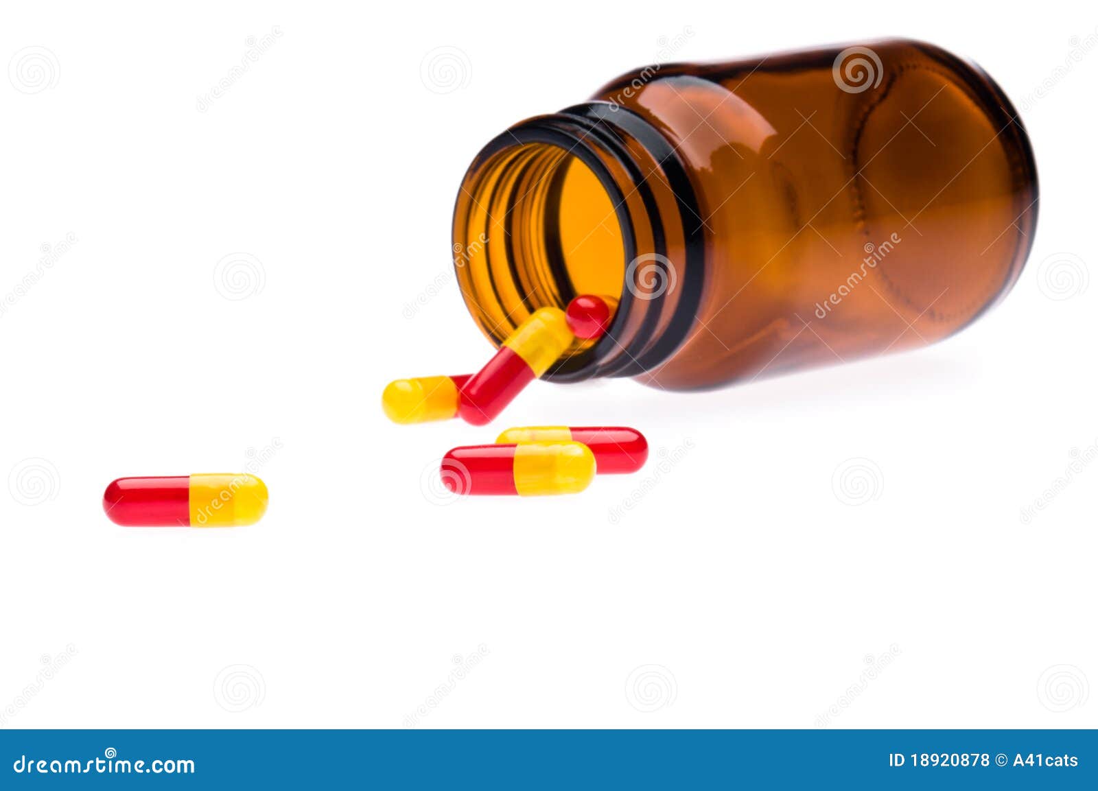 One bottle spilled pills stock photo. Image of clear - 18920878