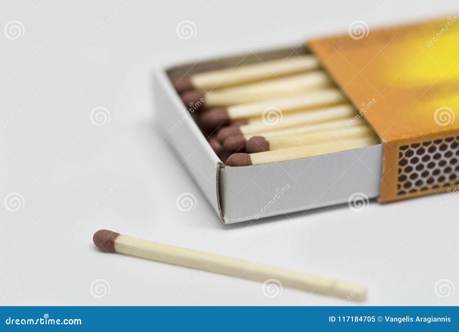 One box with brown matches stock image. Image of matchstick - 117184705