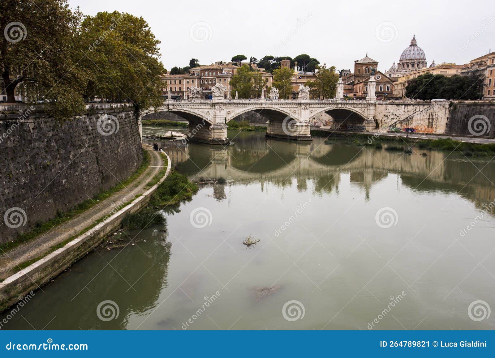One of the bridges of Rome stock image. Image of capital - 264789821