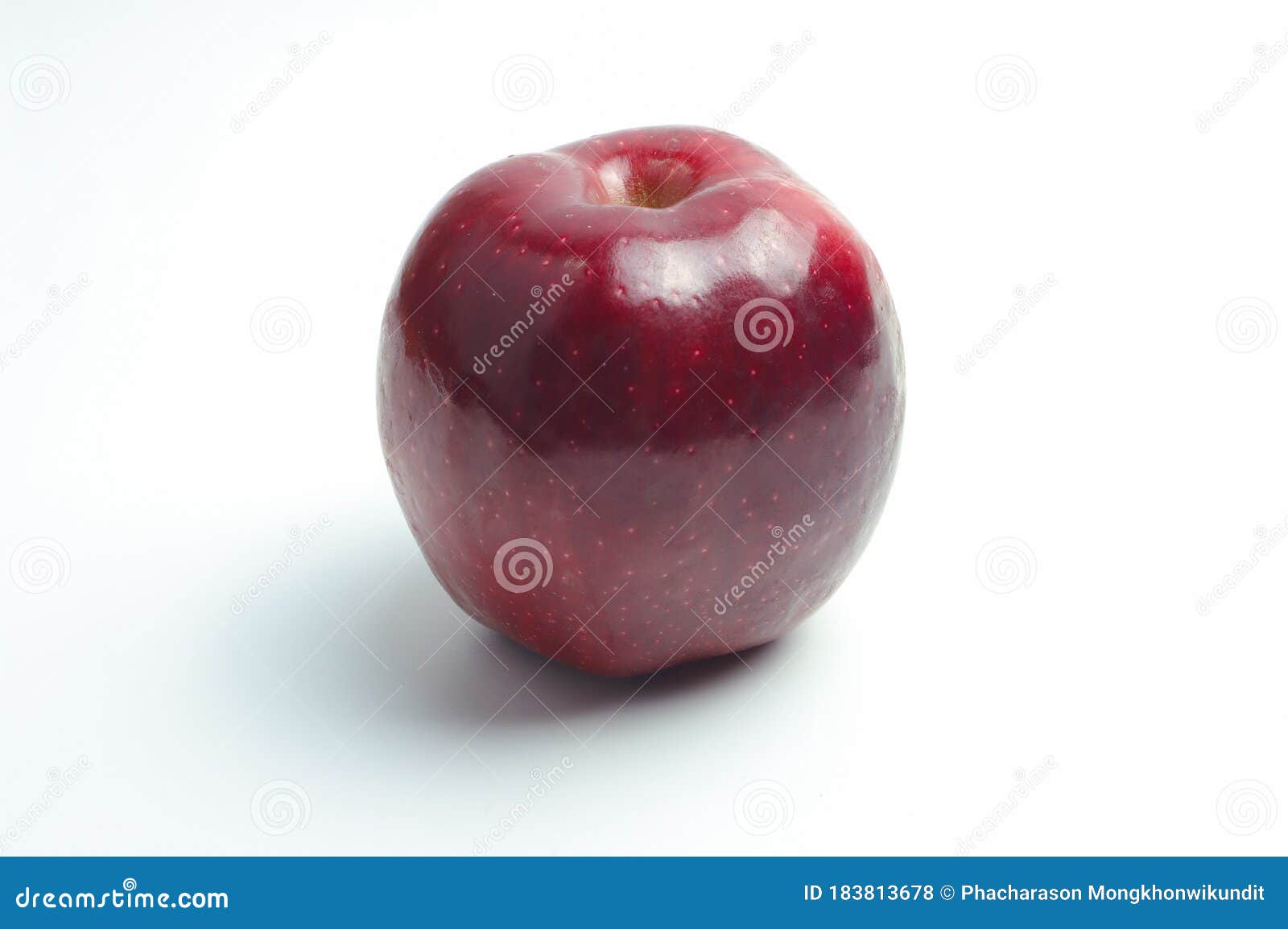 One Bright Red Apple on a White Background Stock Photo - Image of leaf ...
