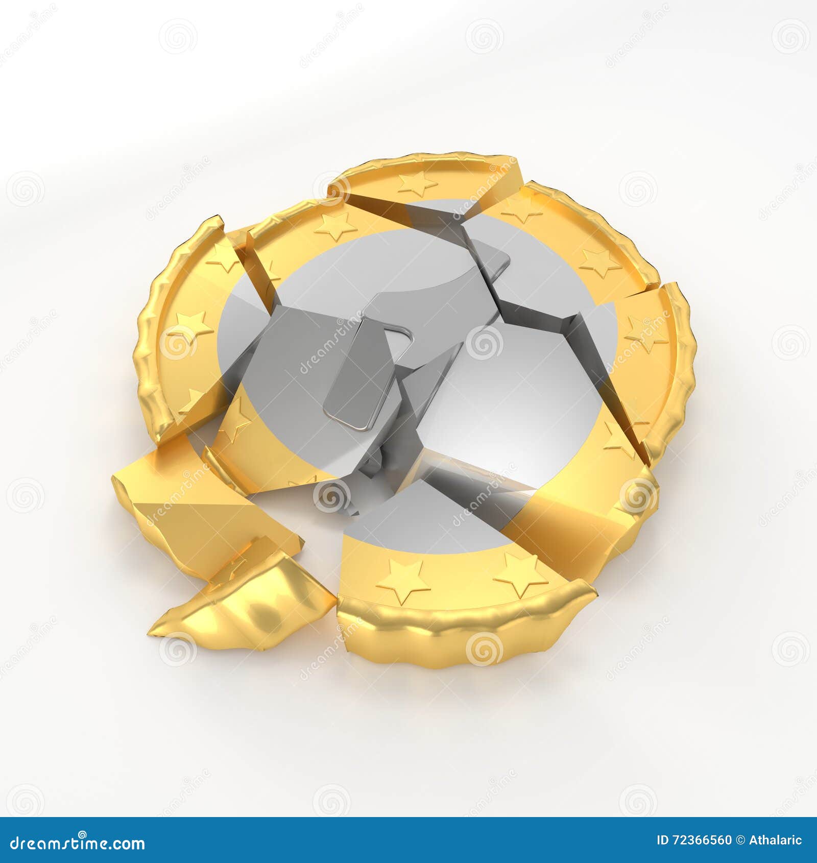 One Broken Coin Damage Concept Stock Illustration - Illustration of ...