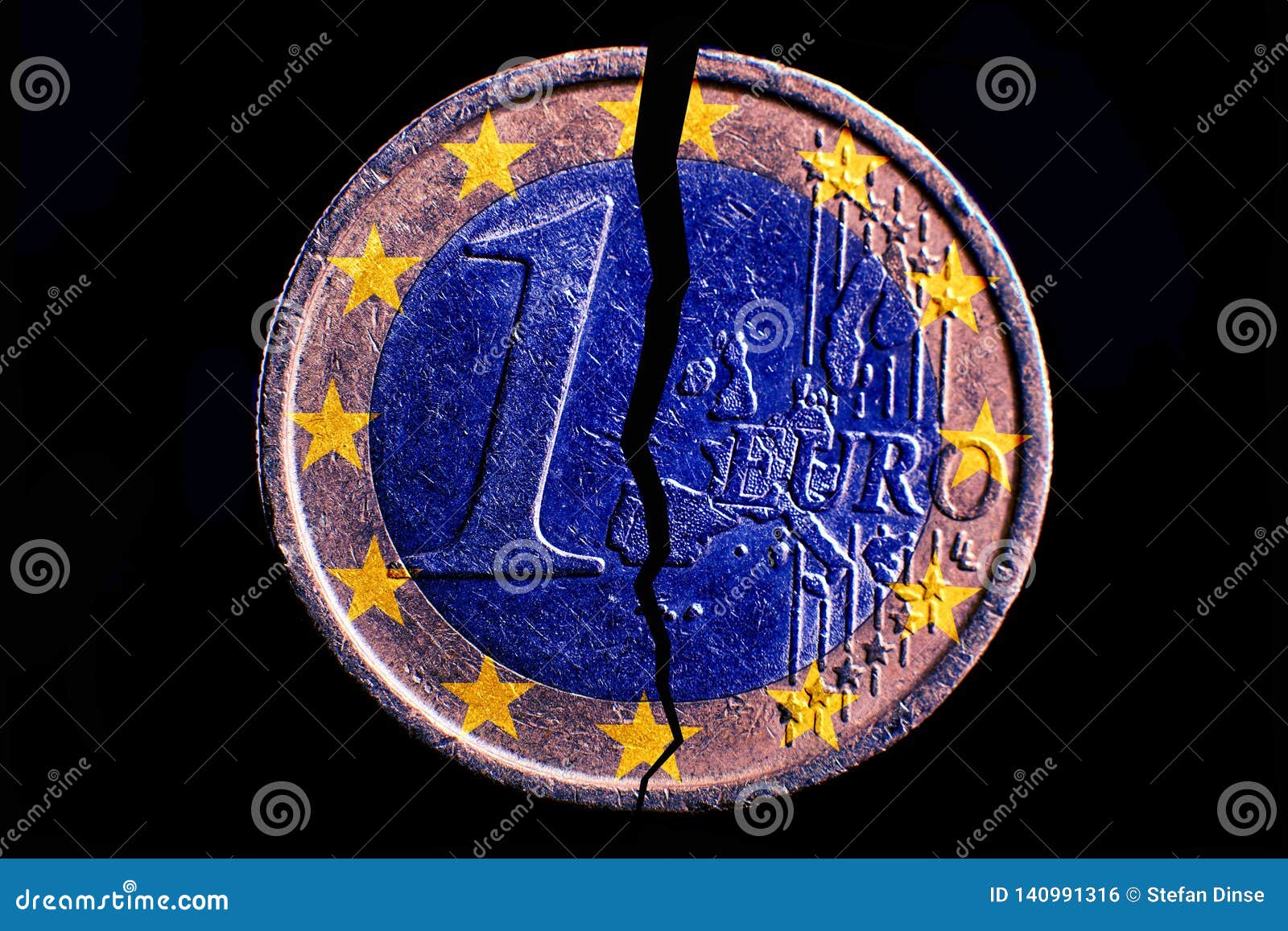 One Broken Euro Coin Close Up Stock Photo - Image of macro, finance ...
