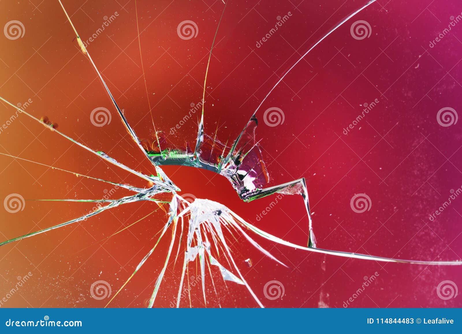 Broken red glass window stock image. Image of impact - 114844483