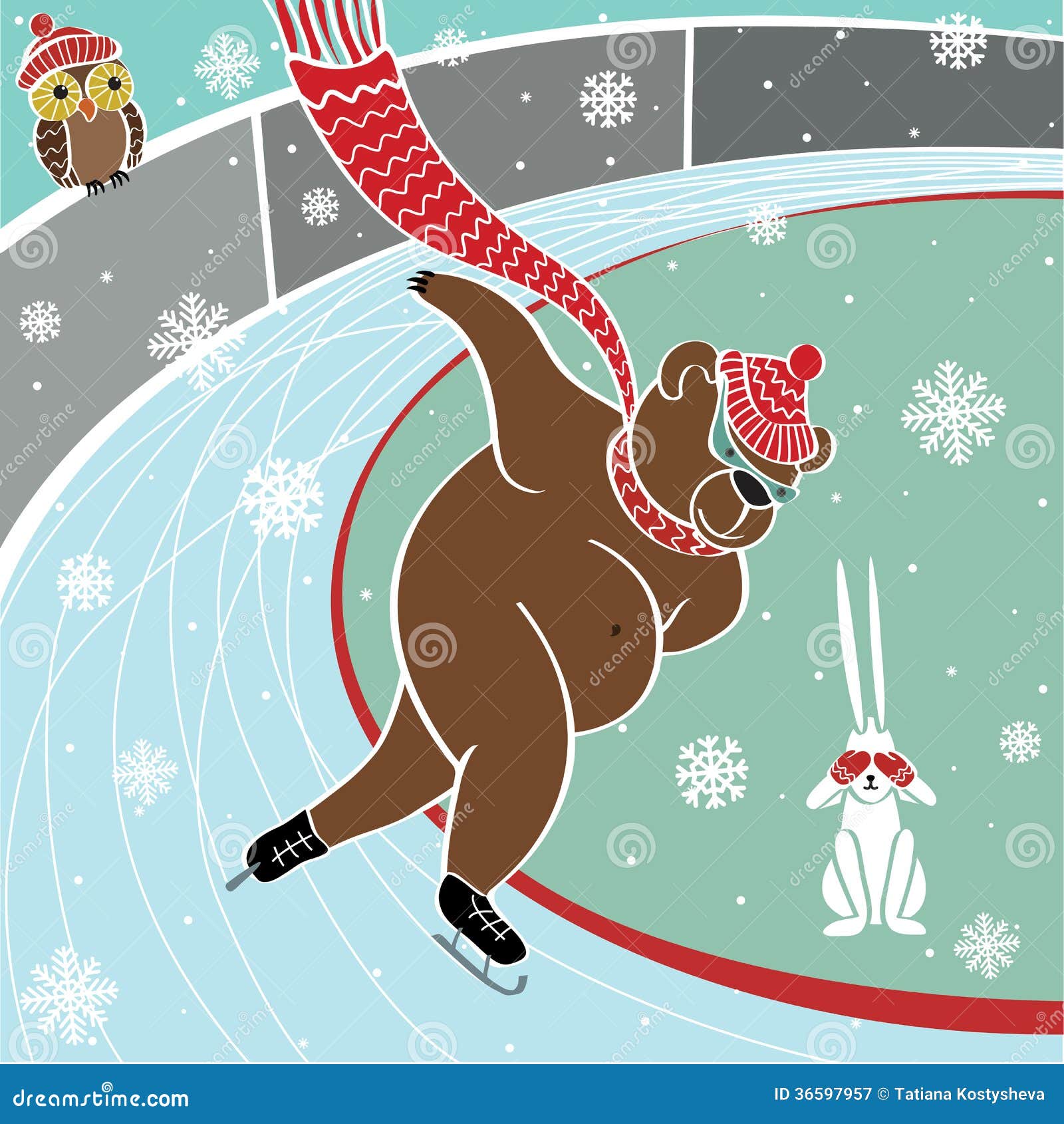 One Brown Bear is Sprinter Skating.Humorous Vector Stock Vector ...