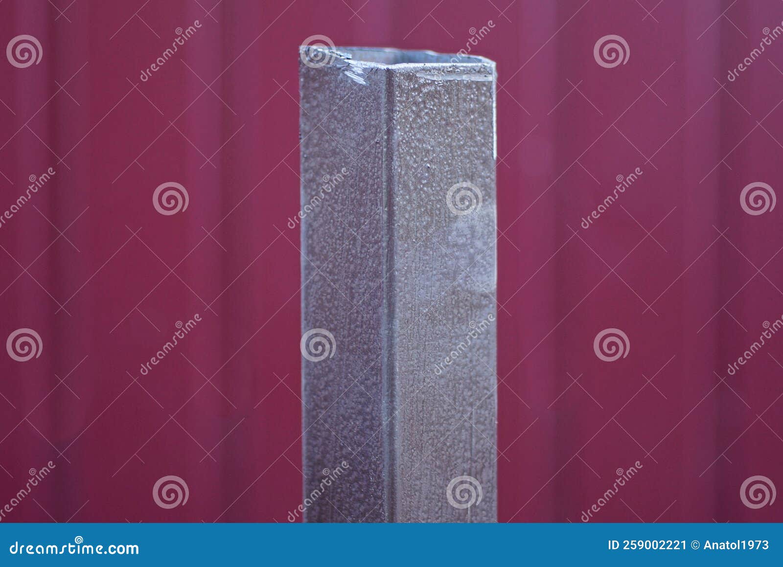 One Brown Metal Rectangular Pole Stock Image - Image of detail ...