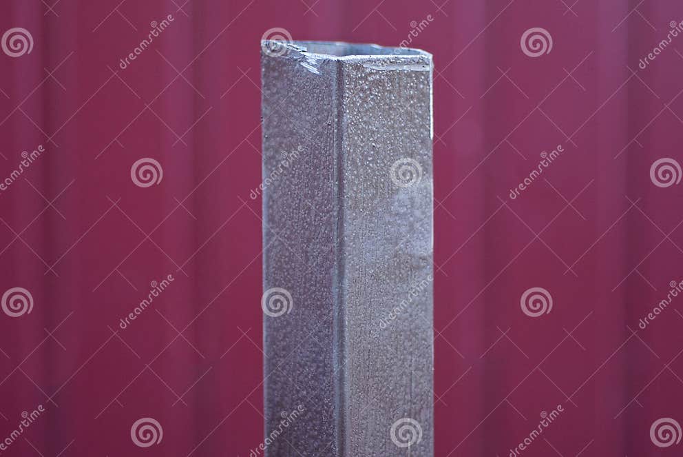 One Brown Metal Rectangular Pole Stock Image - Image of detail ...
