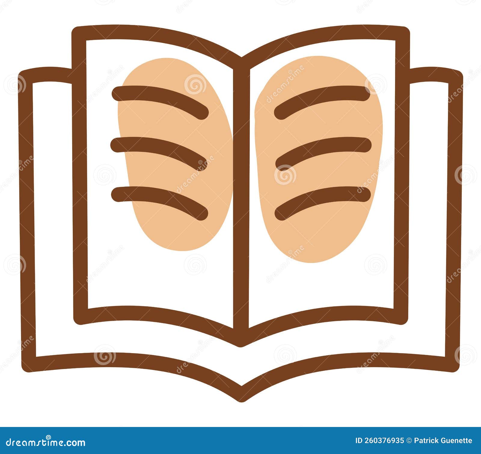 One brown open book, icon stock vector. Illustration of novel - 260376935