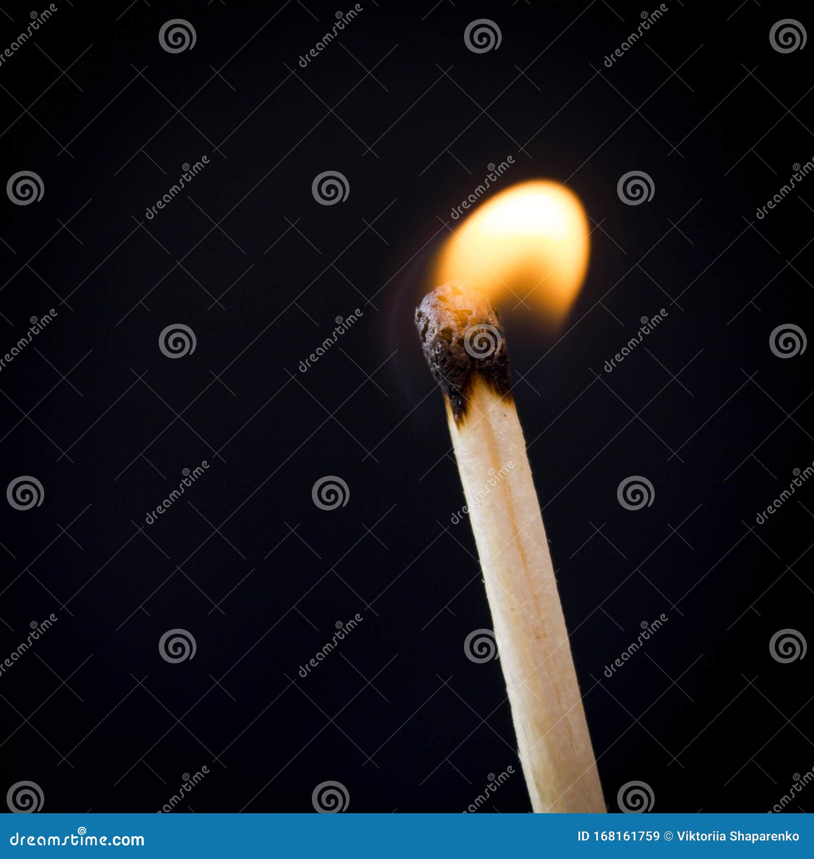 One Burning Match on a Black Background Isolate Stock Image - Image of ...