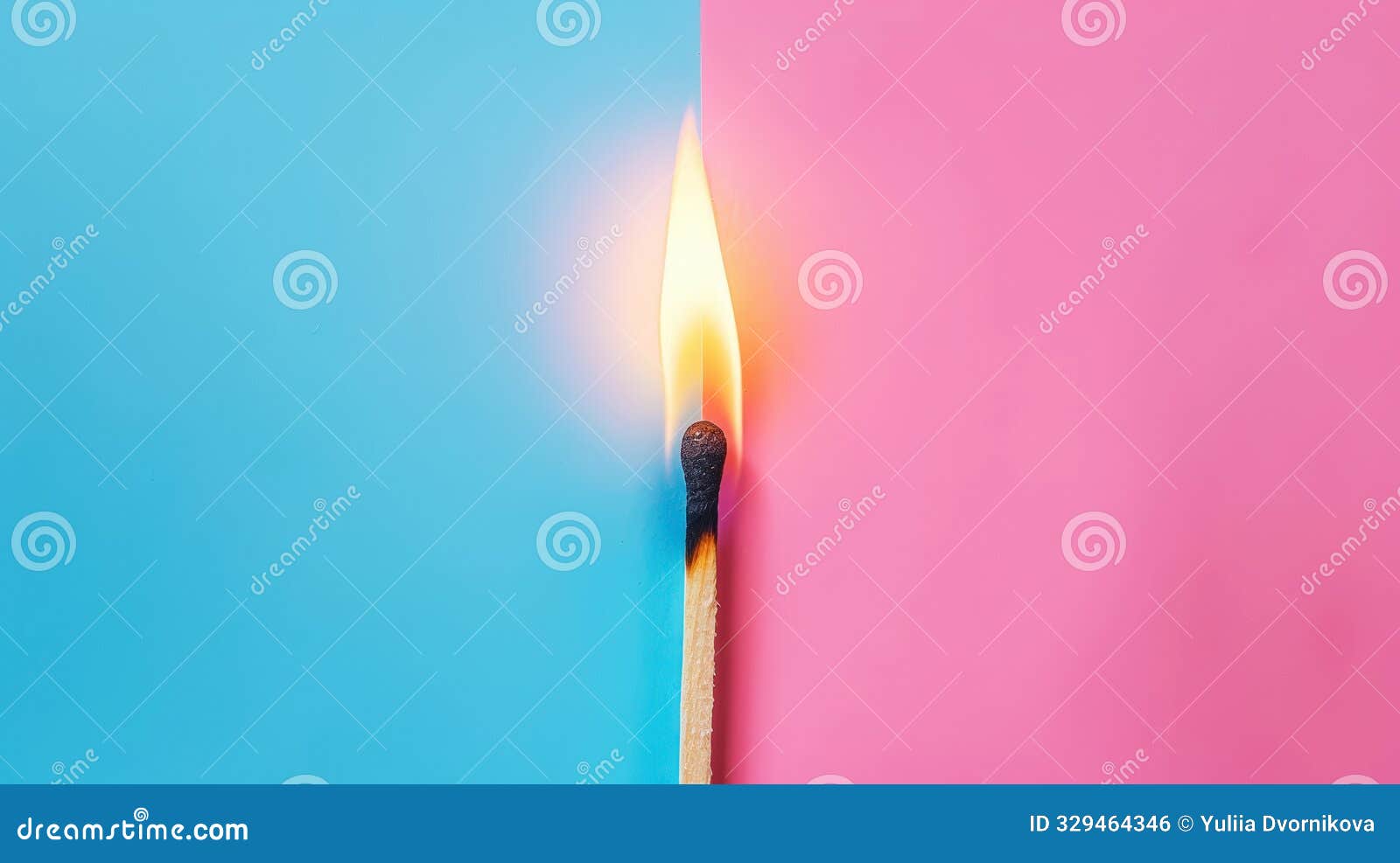 One Burning Match on Split Pastel Blue and Pink Background, Ideas ...