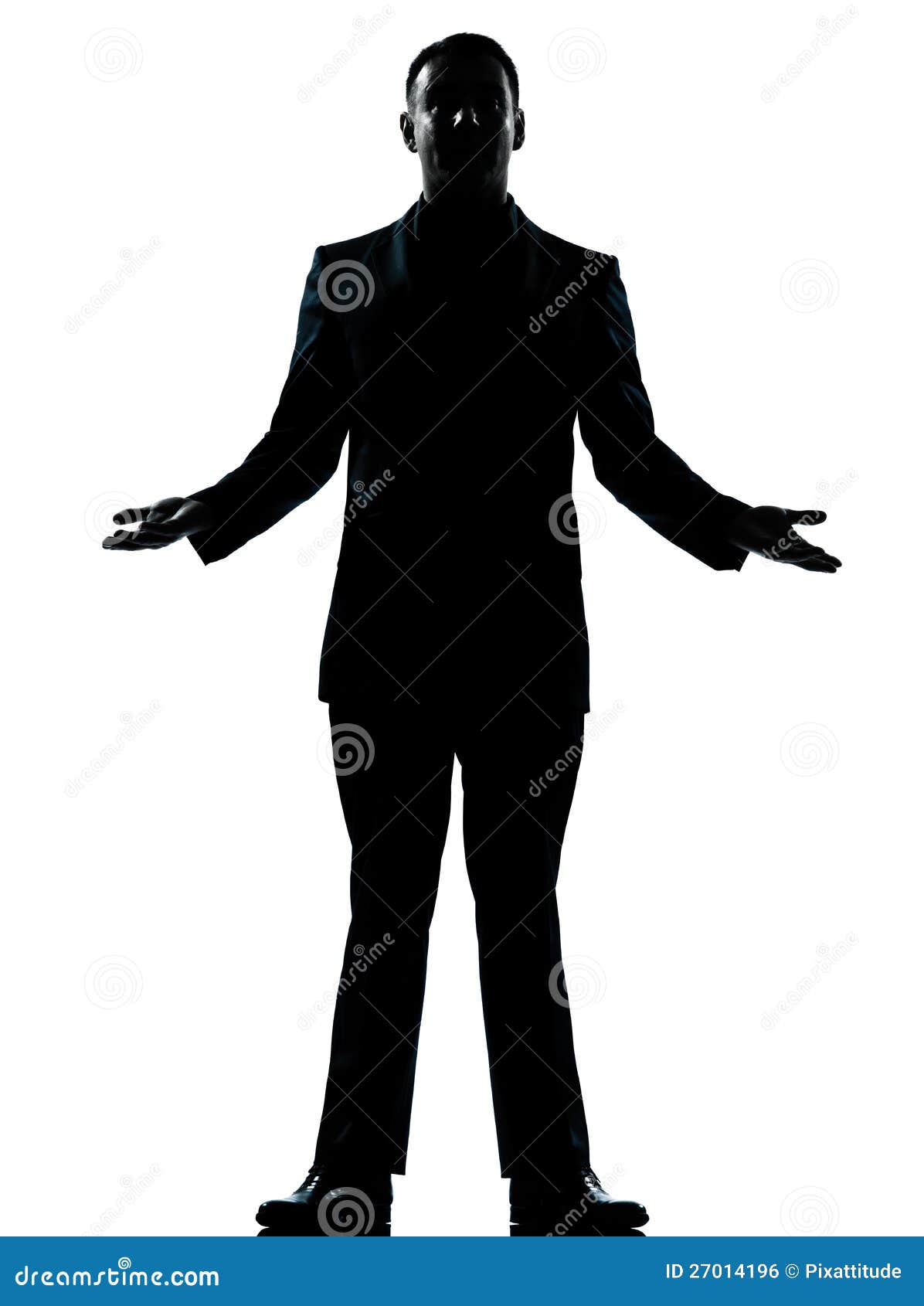 One Business Man Arms Outstreched Silhouette Stock Photo - Image of ...