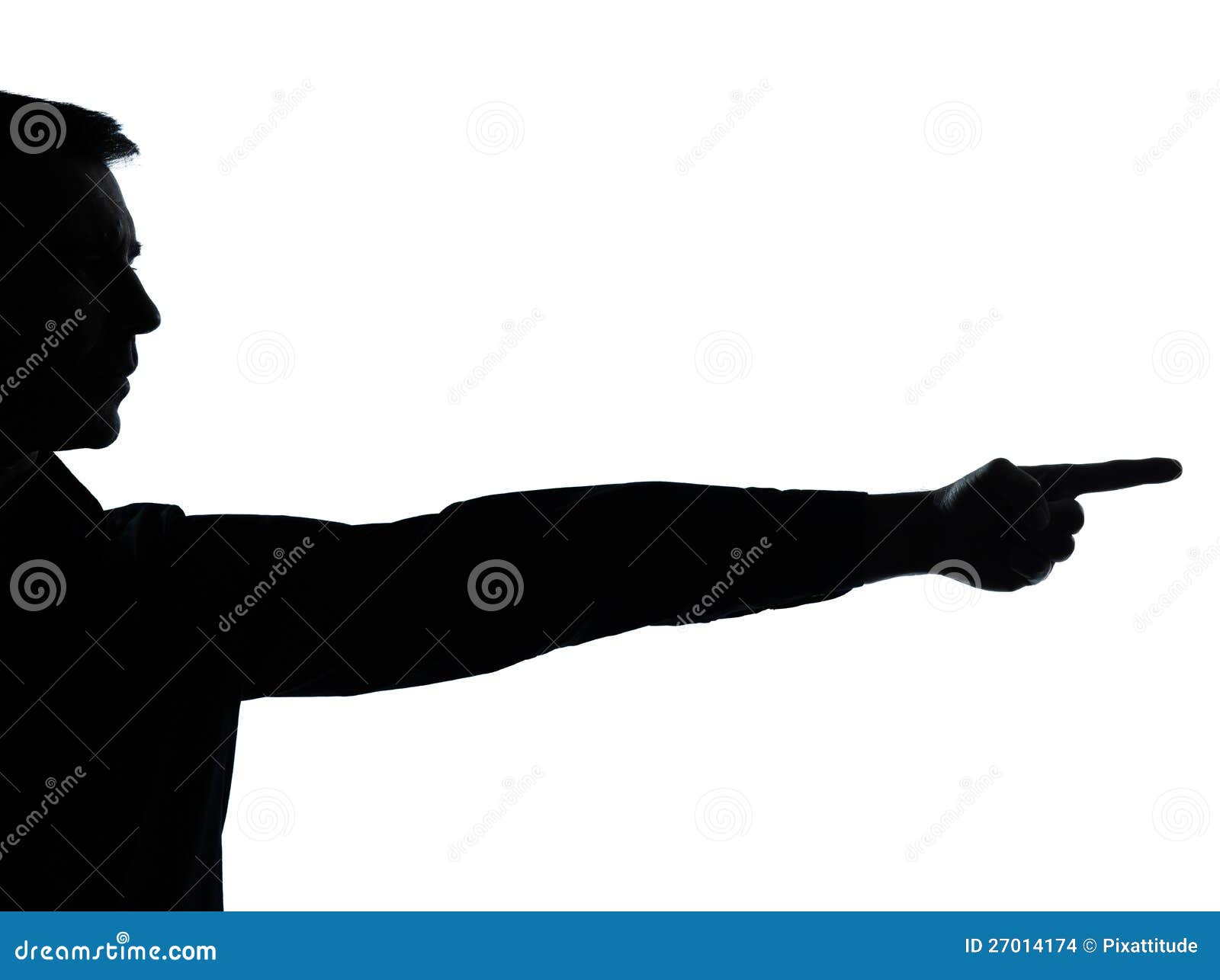 Silhouette Of Man Pointing Finger In Air At Sunset Royalty-Free Stock ...