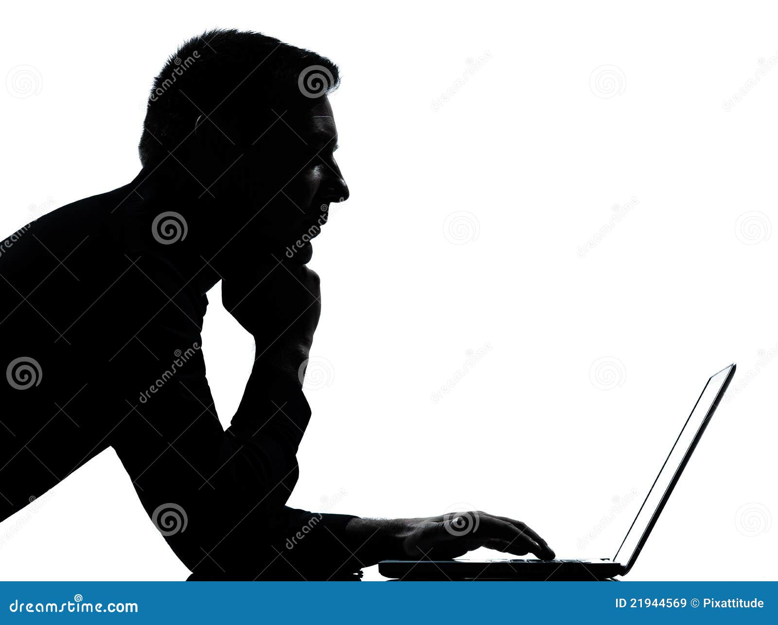 One Business Man Silhouette Computer Laptop Stock Image - Image of ...
