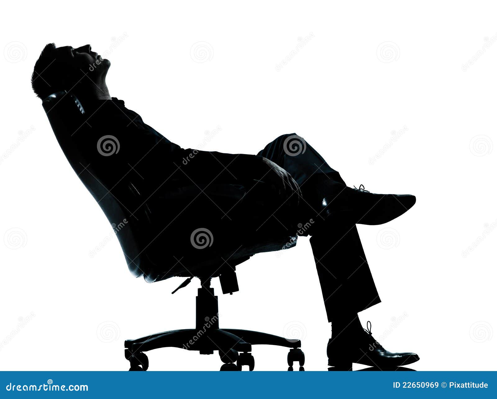 One Business Man Sitting Relaxing Silhouette Stock Image - Image of ...