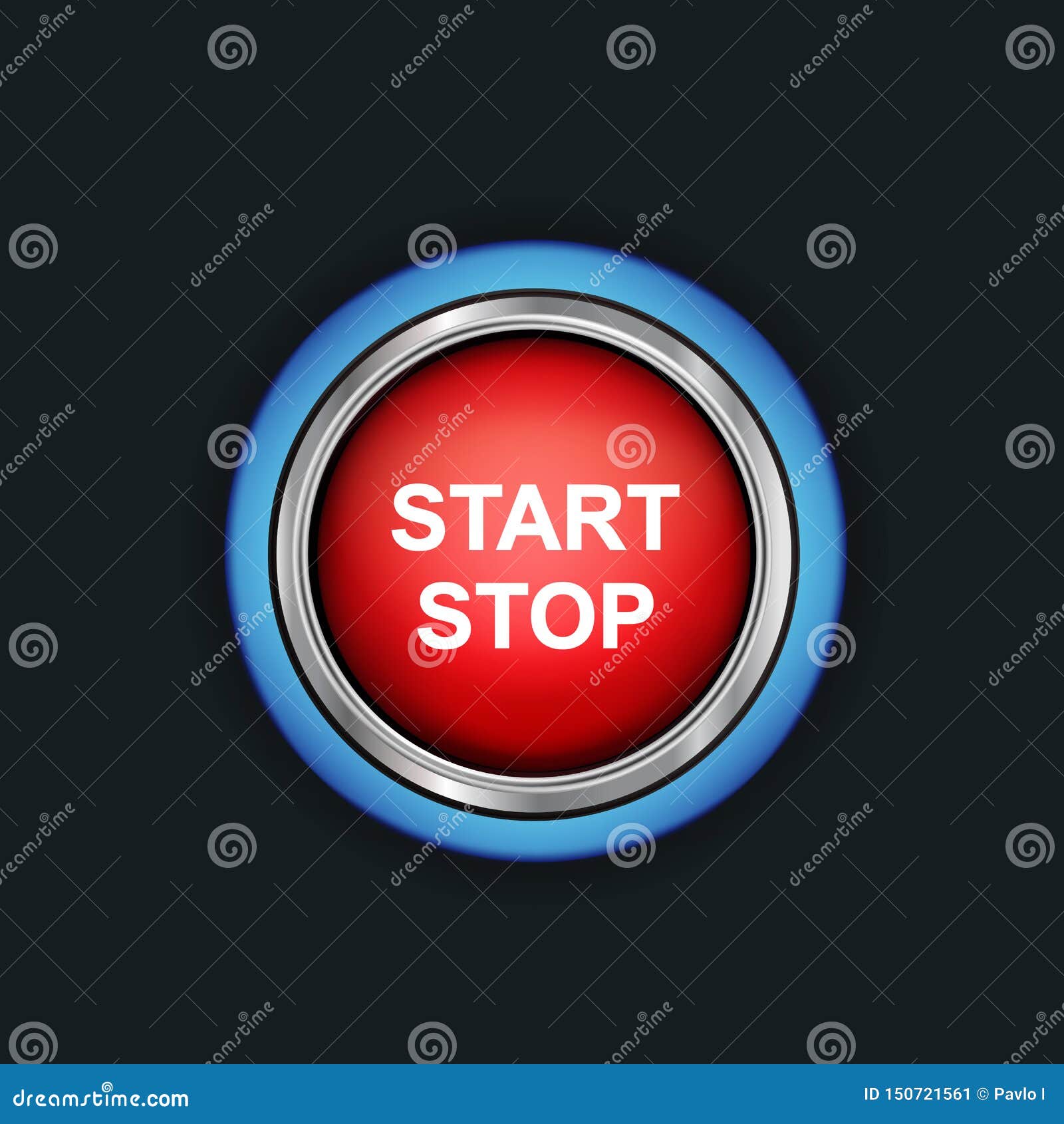 One Button Start and Stop - Vector Stock Vector - Illustration of blue ...
