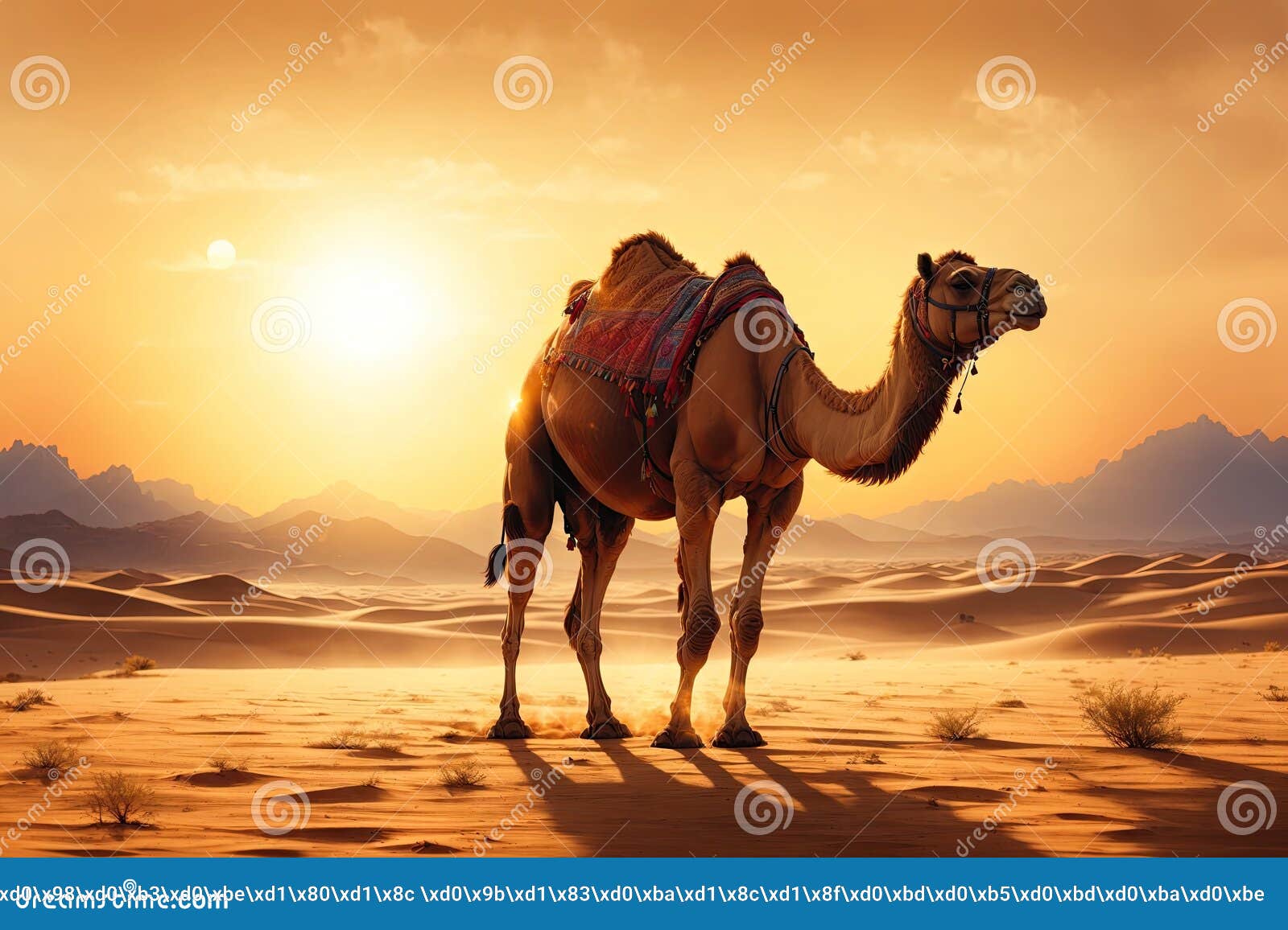 One Camel Walking through a Desert. Ai Generative Stock Image - Image ...