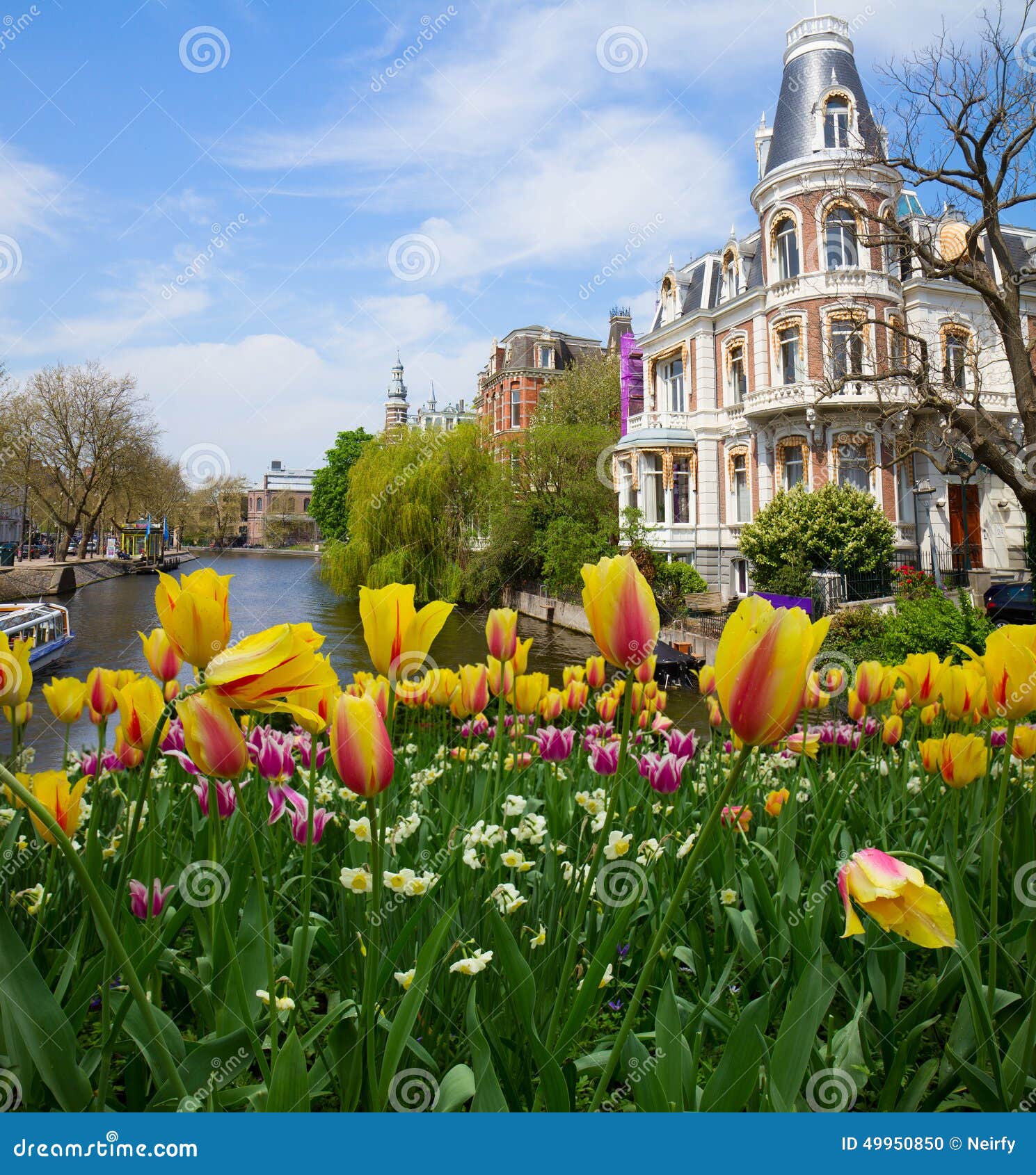 One of canals in Amsterdam stock photo. Image of capital - 49950850