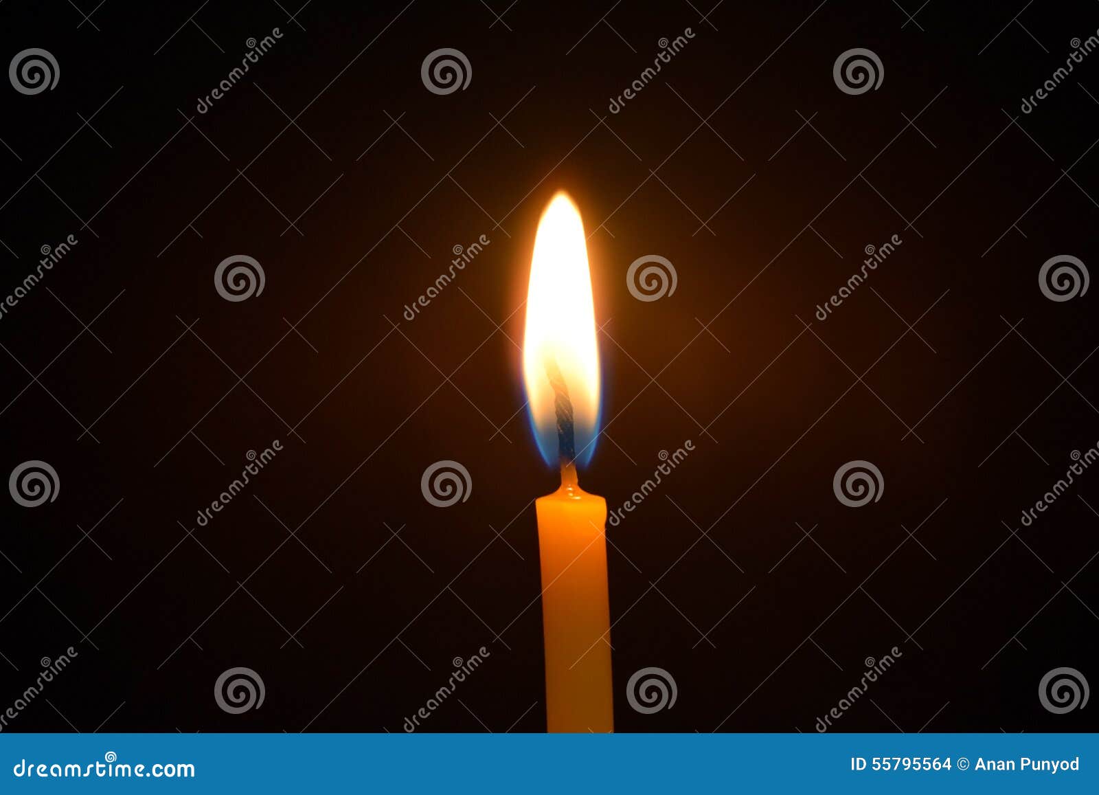 One Candle Burning Brightly in the Dark. Stock Photo - Image of ...