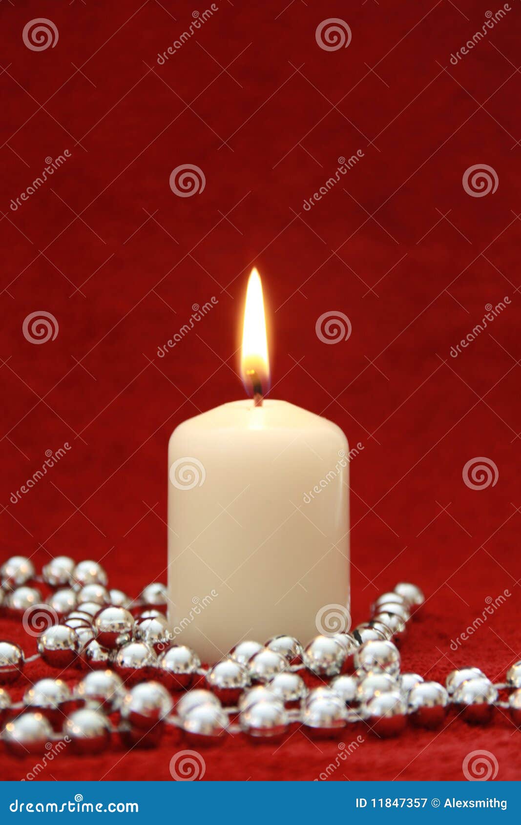 One Candle On Red Velvet Background Stock Image - Image of cylinder ...