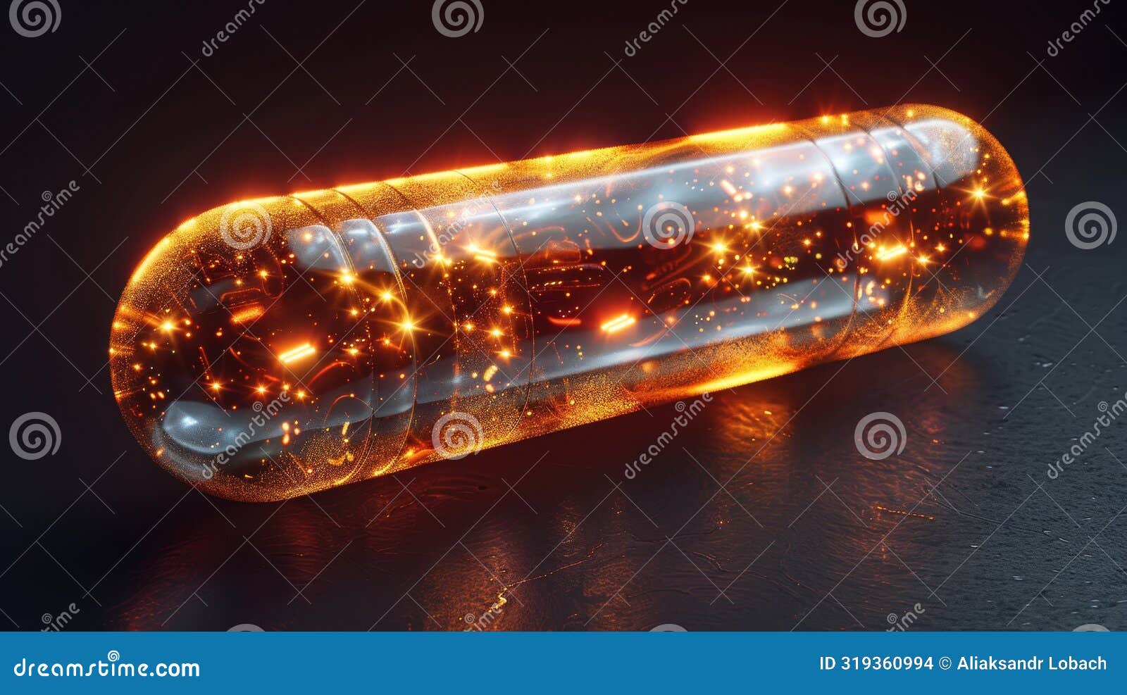 One Capsule With A Transparent Shell With Vitamin Granules Inside On A ...