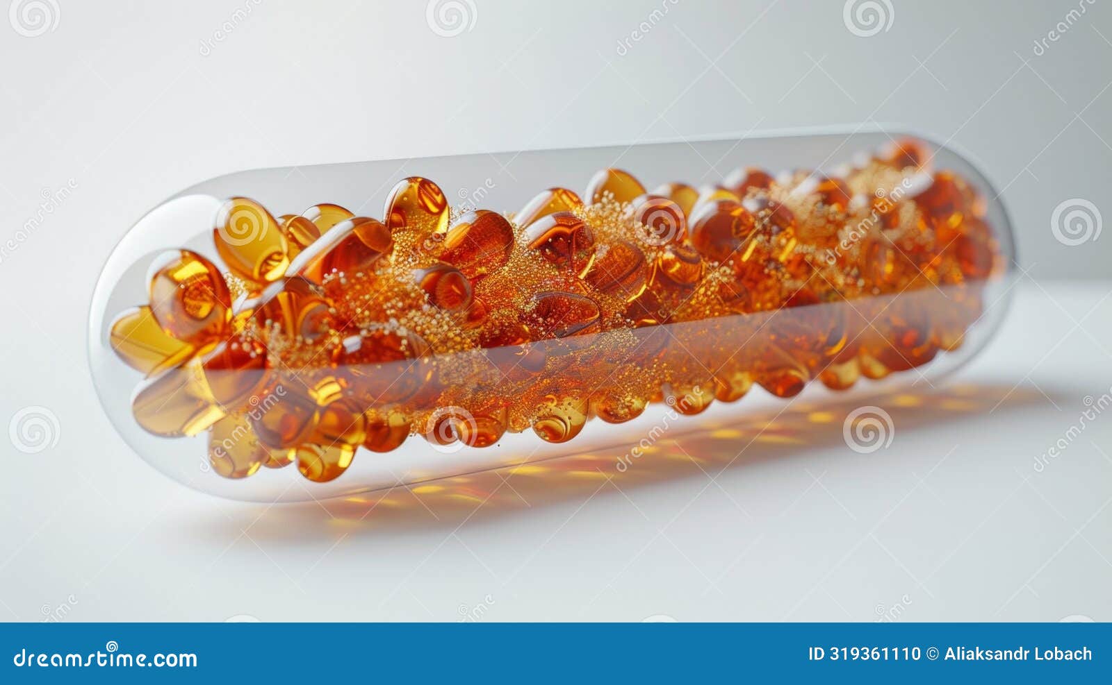 One Capsule In A Transparent Shell With Vitamin Granules Inside On A ...