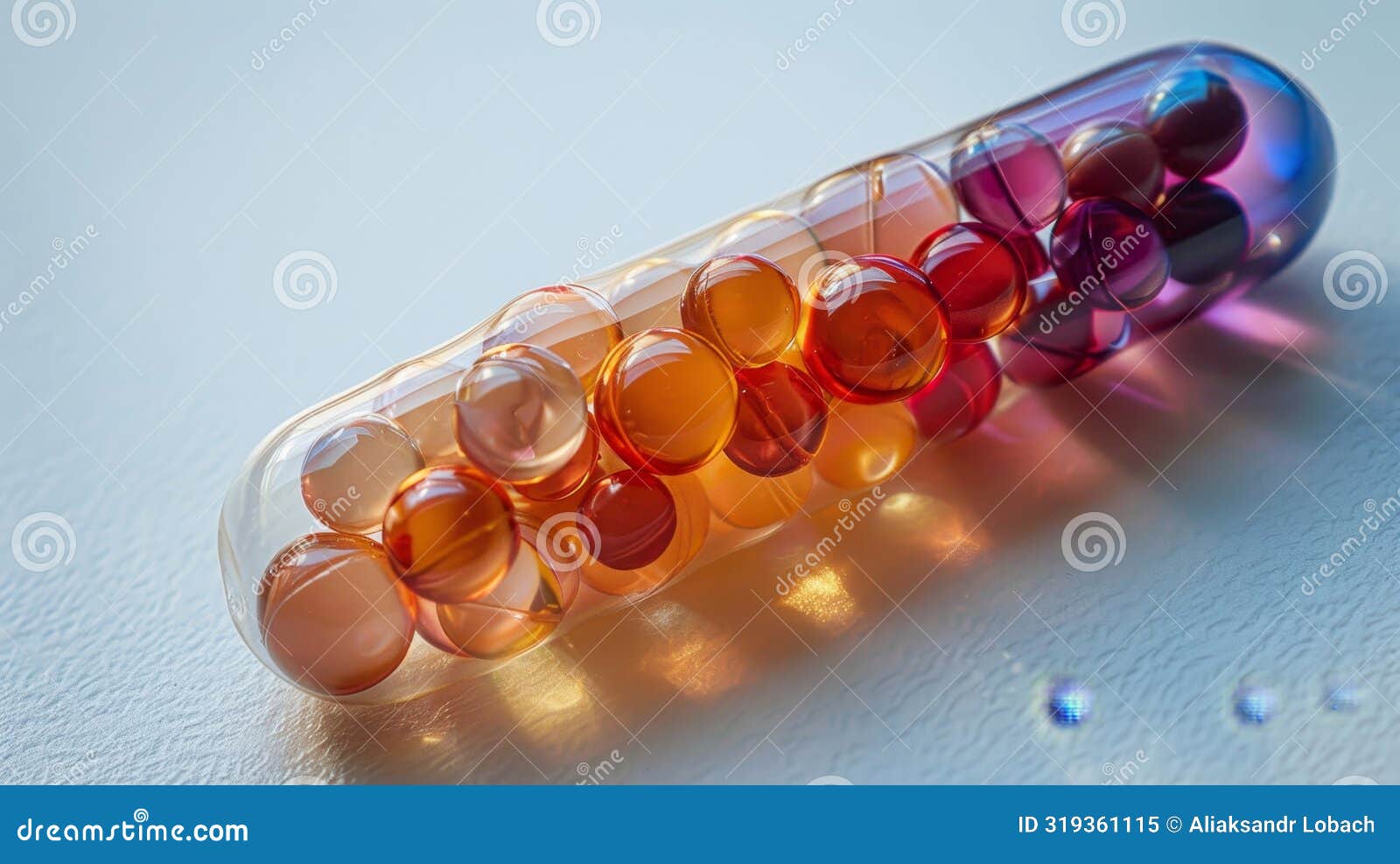 One Capsule In A Transparent Shell With Vitamin Granules Inside On A ...
