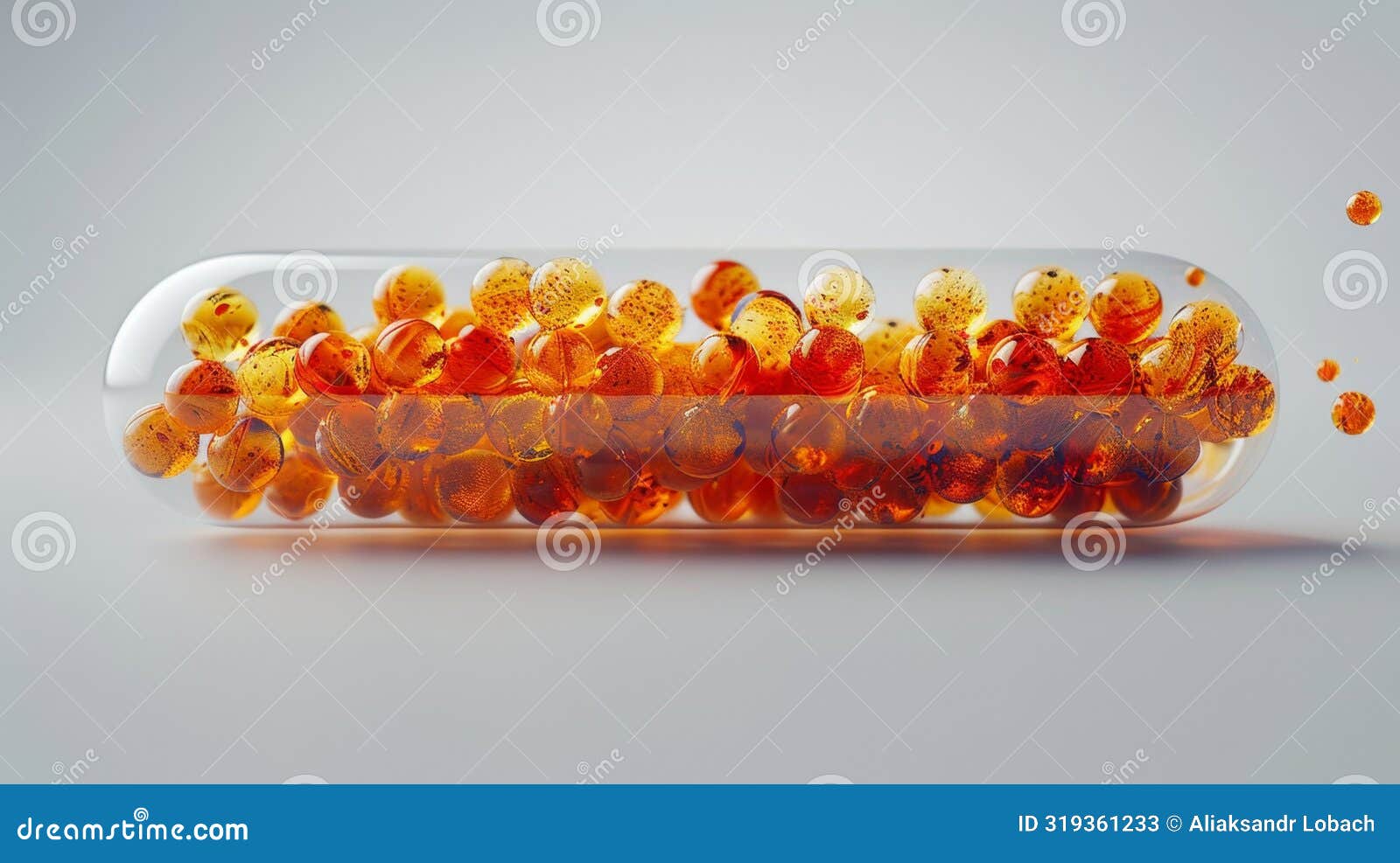 One Capsule In A Transparent Shell With Vitamin Granules Inside On A ...