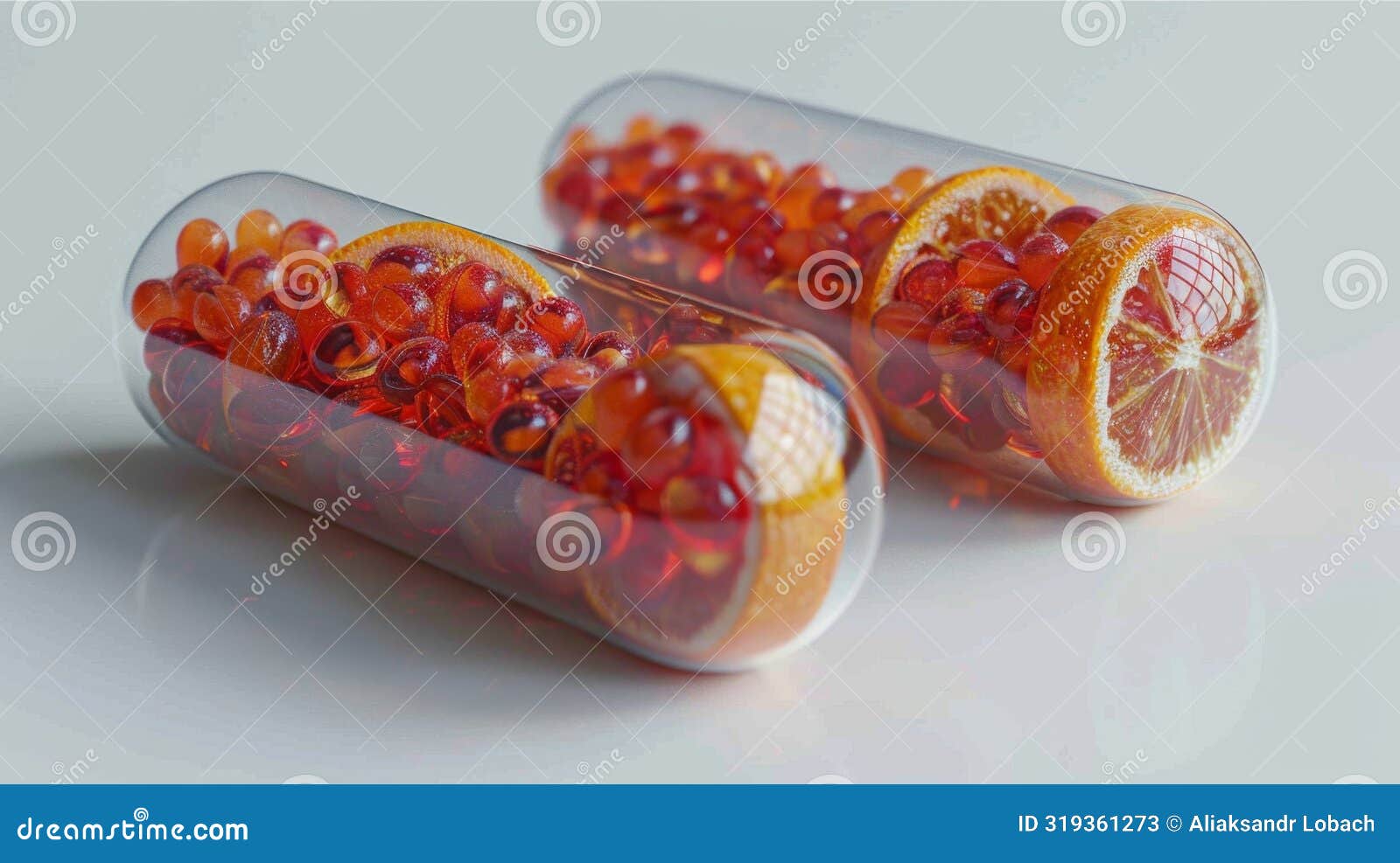 One Capsule In A Transparent Shell With Vitamin Granules Inside On A ...
