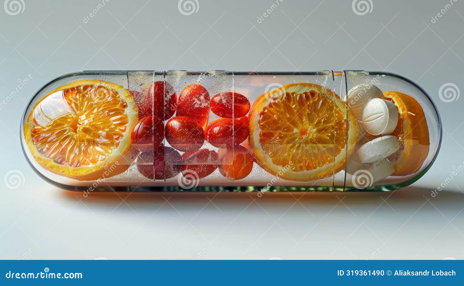 One Capsule In A Transparent Shell With Vitamin Granules Inside On A ...