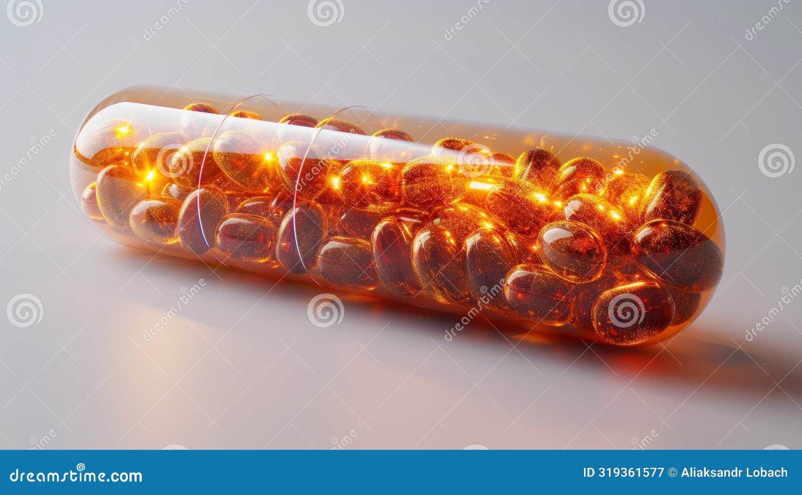 One Capsule In A Transparent Shell With Vitamin Granules Inside On A ...